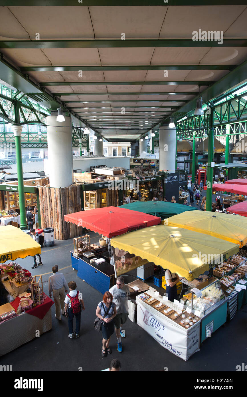 Elevated view down onto Borough Market, which sites under the railway ...