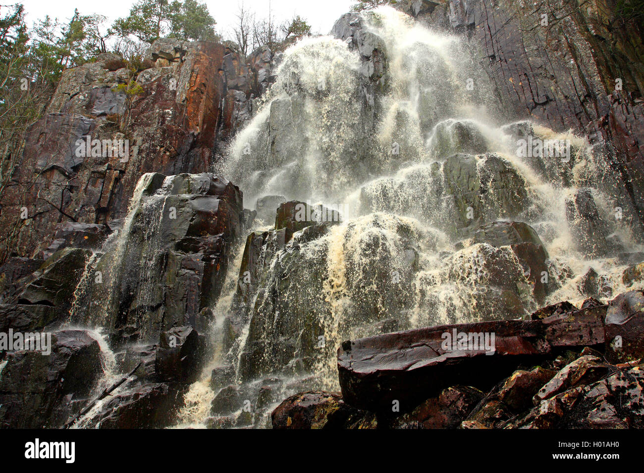 Halleberg waterfall, Sweden, Vargoen Stock Photo - Alamy