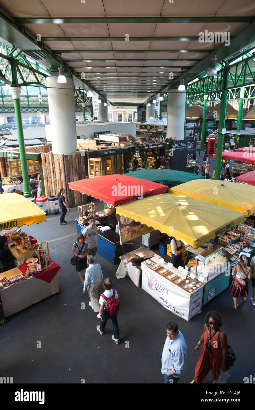 Elevated view down onto Borough Market, which sites under the railway ...