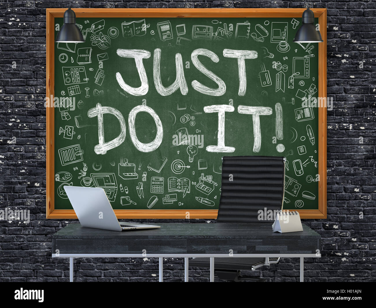 Just Do it on Chalkboard in the Office. 3D Stock Photo - Alamy