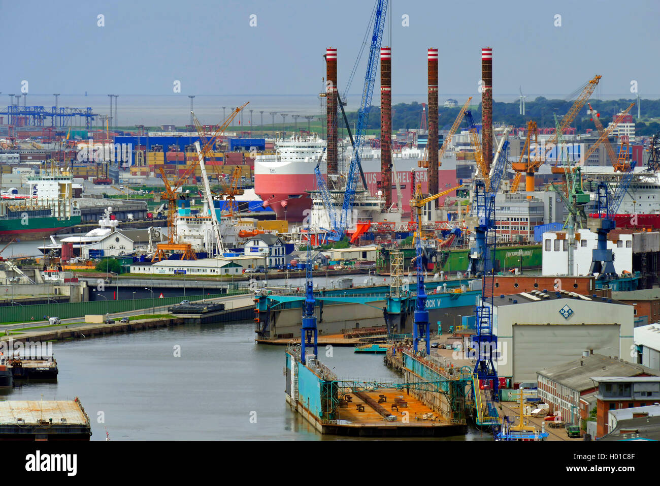 wharfts and harbor of Bremerhafen, Germany, Bremerhaven Stock Photo - Alamy