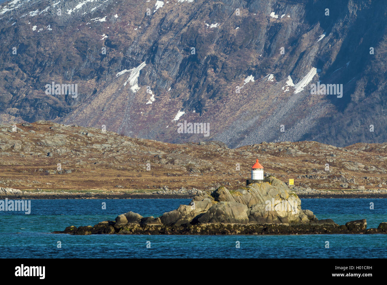 lighthouse in a fjord, Norway, Lofoten Islands Stock Photo - Alamy