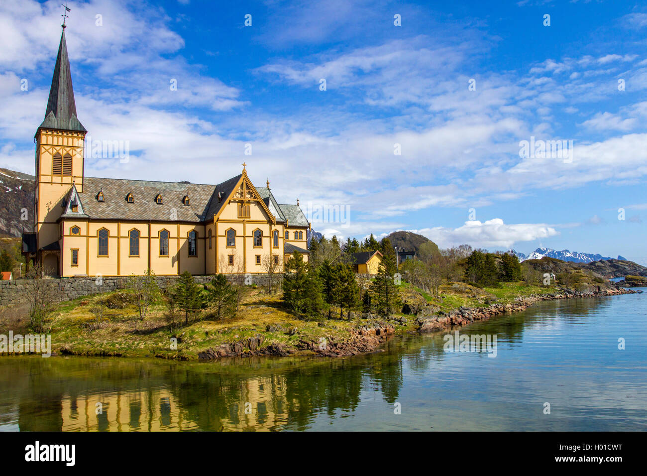Vagan Church in Vagan, Norway, Lofoten Islands Stock Photo - Alamy