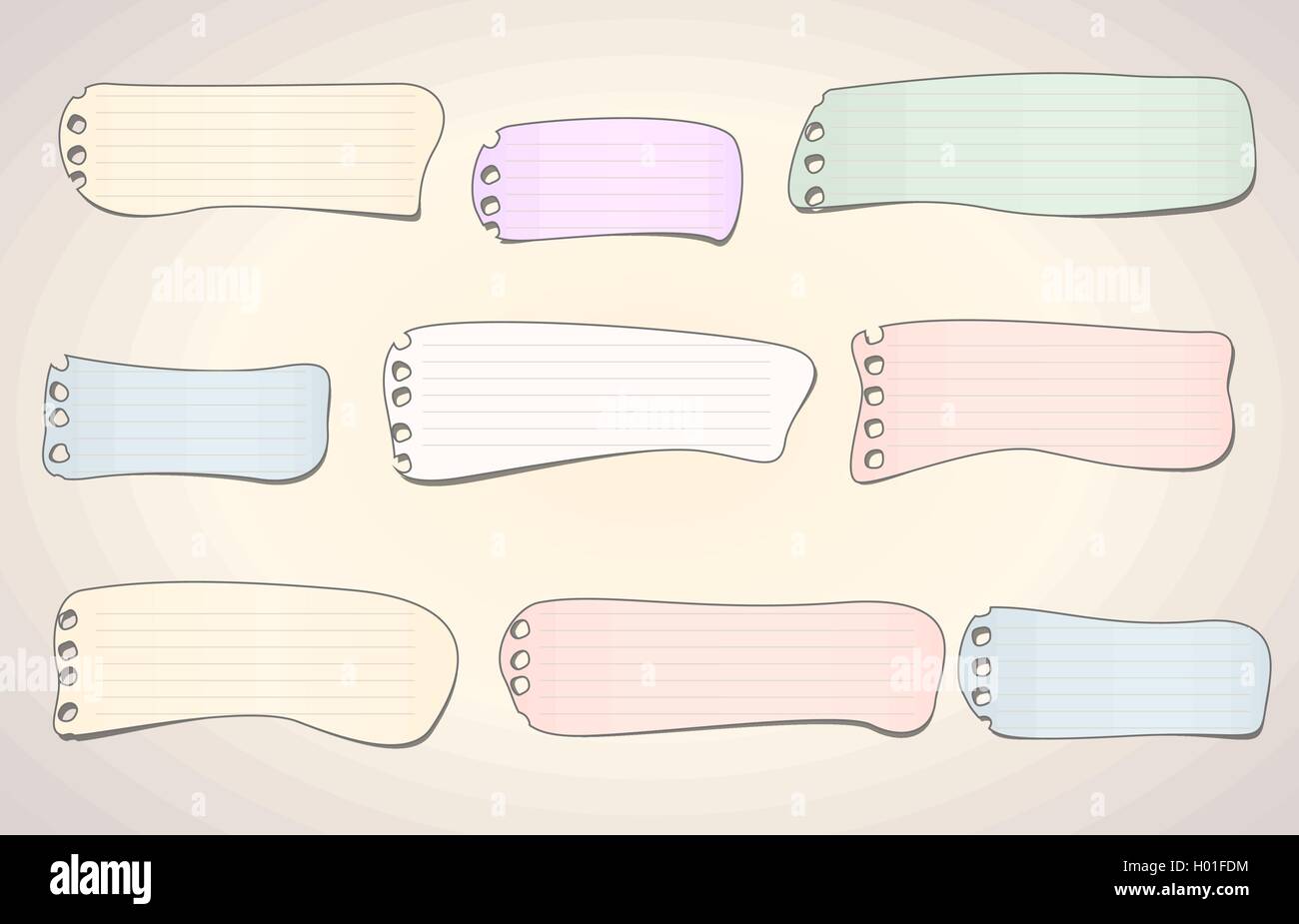 Set of cut cartoon notebook, note paper sheets Stock Vector Image & Art ...