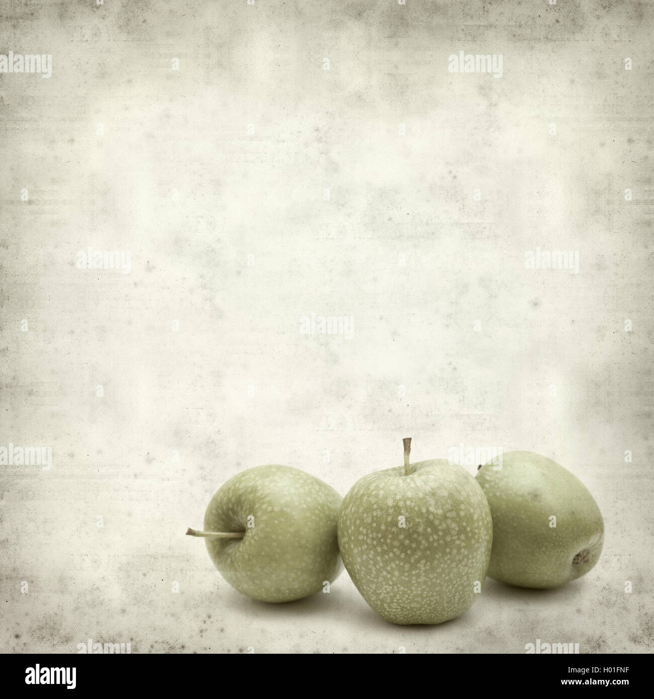textured old paper background with fresh green apples Stock Photo - Alamy