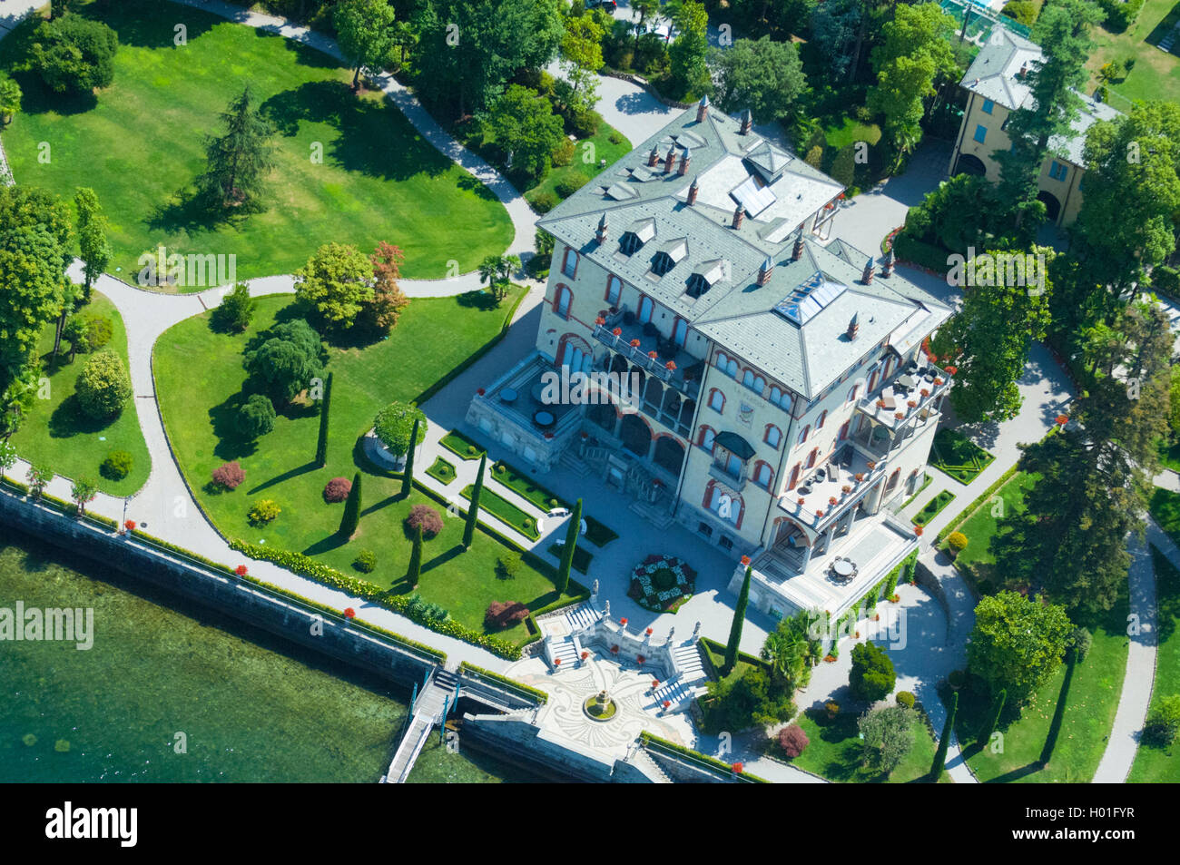 Italy, Lombardy, Como lake, San Giovanni, villa Placida (aerial view ...
