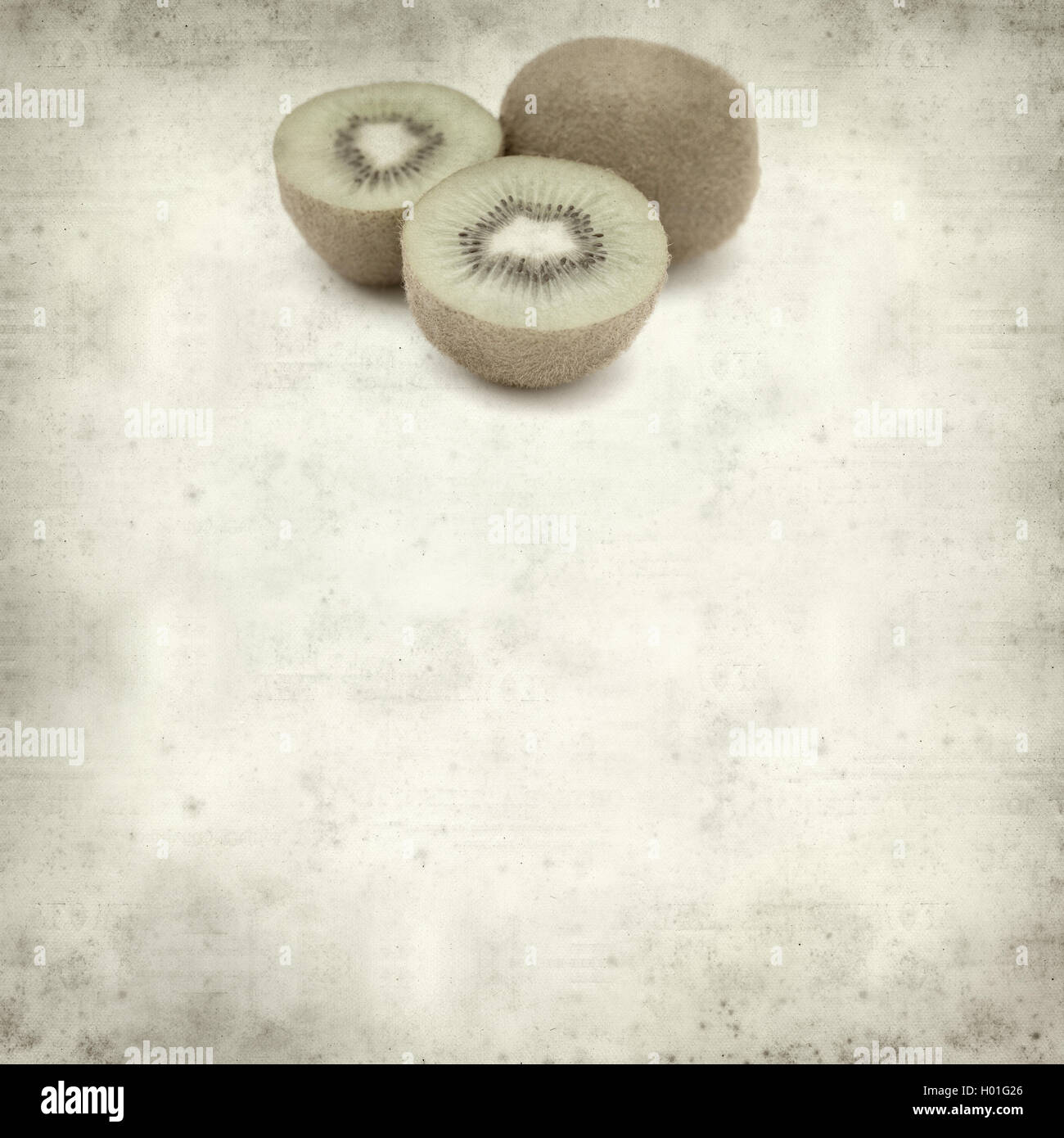 textured old paper background with fresh green kiwifruit Stock Photo ...