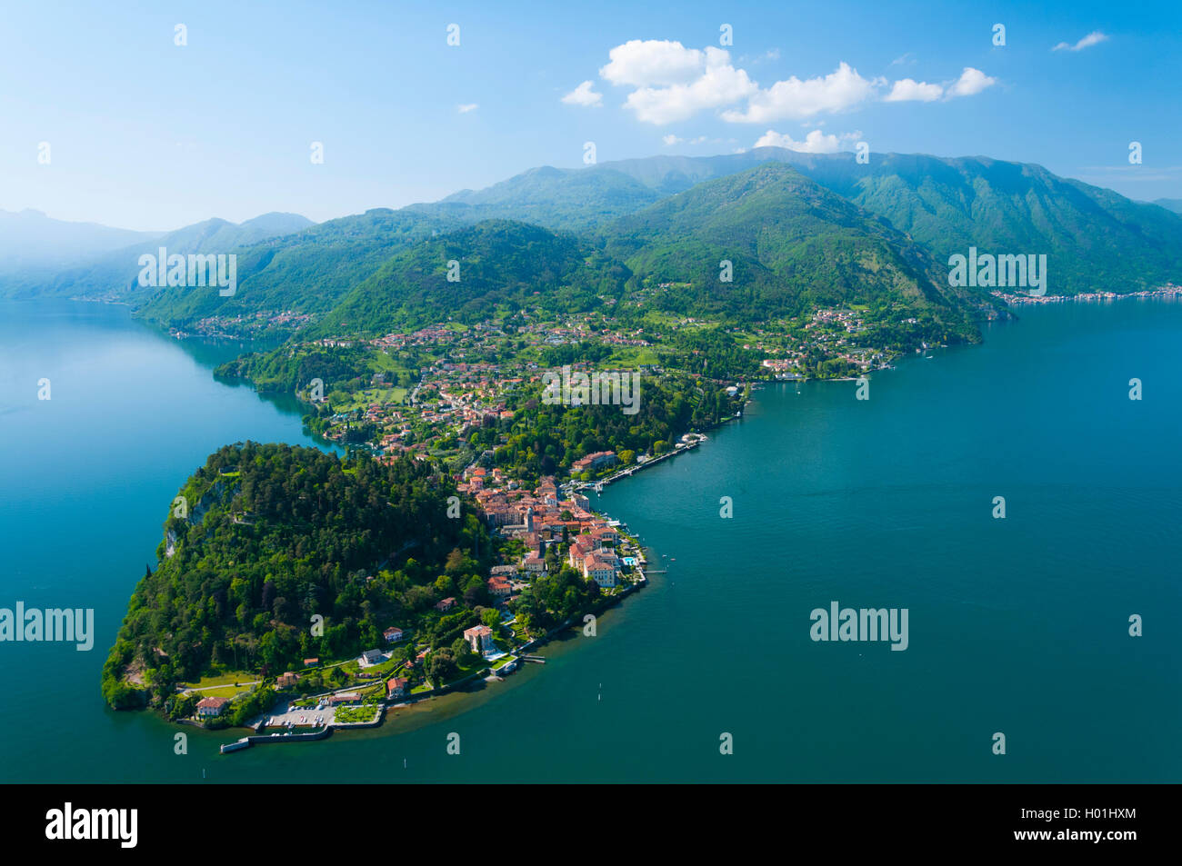 Italy, Lombardy, Como lake, Bellagio peninsula (aerial view Stock Photo ...