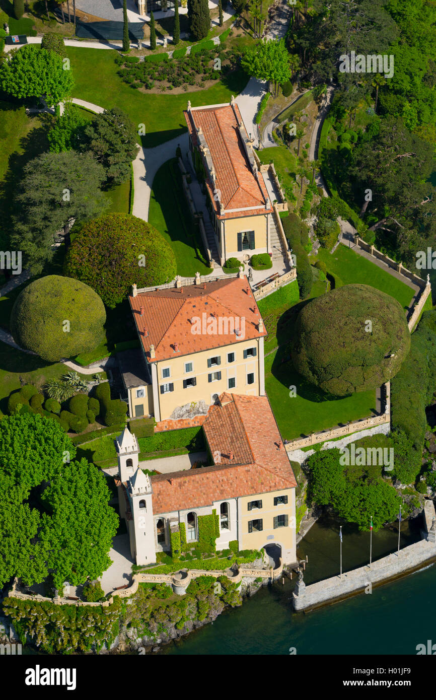 Italy, Lombardy, Como lake, Lenno, Balbianello villa (aerial view Stock ...