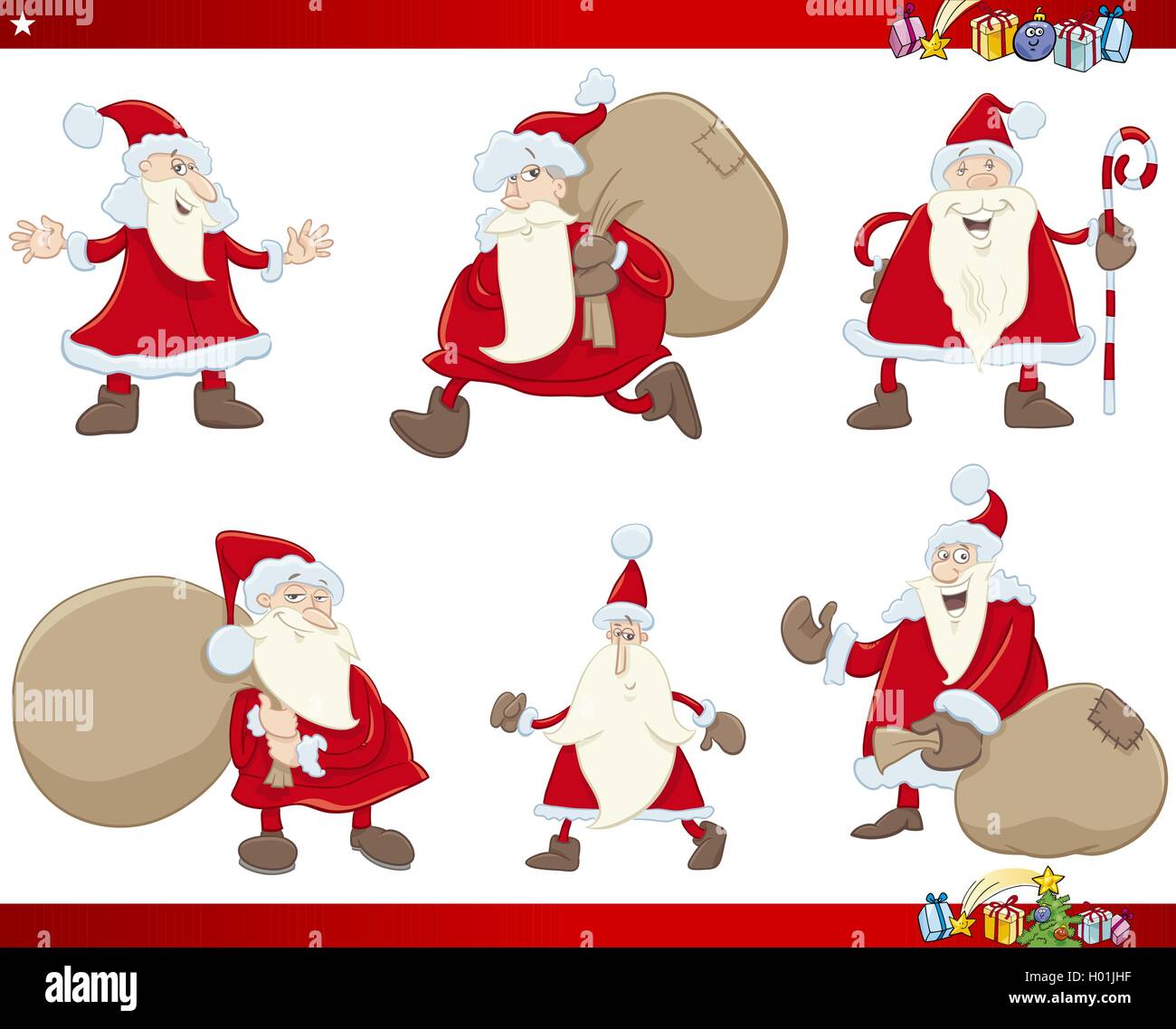 Cartoon Illustration of Santa Claus on Christmas Time Characters Set ...