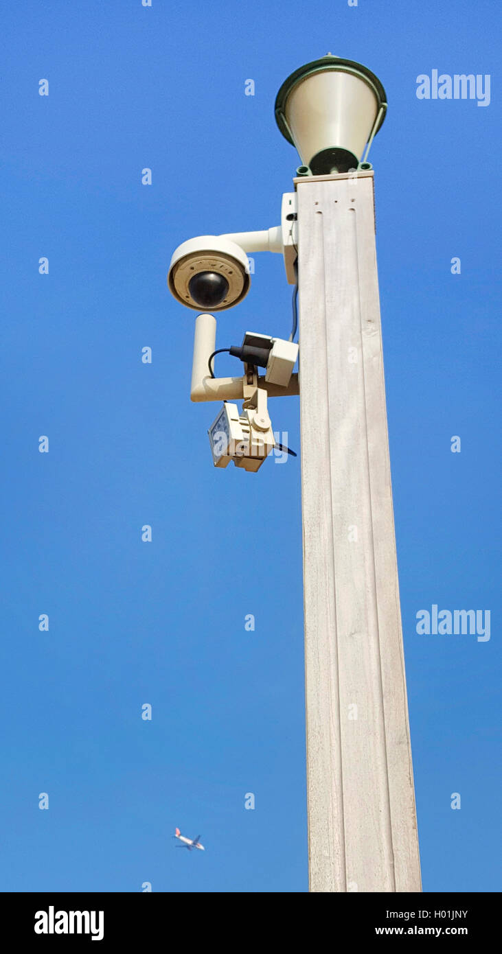 observation cameras at a lamp post Stock Photo - Alamy