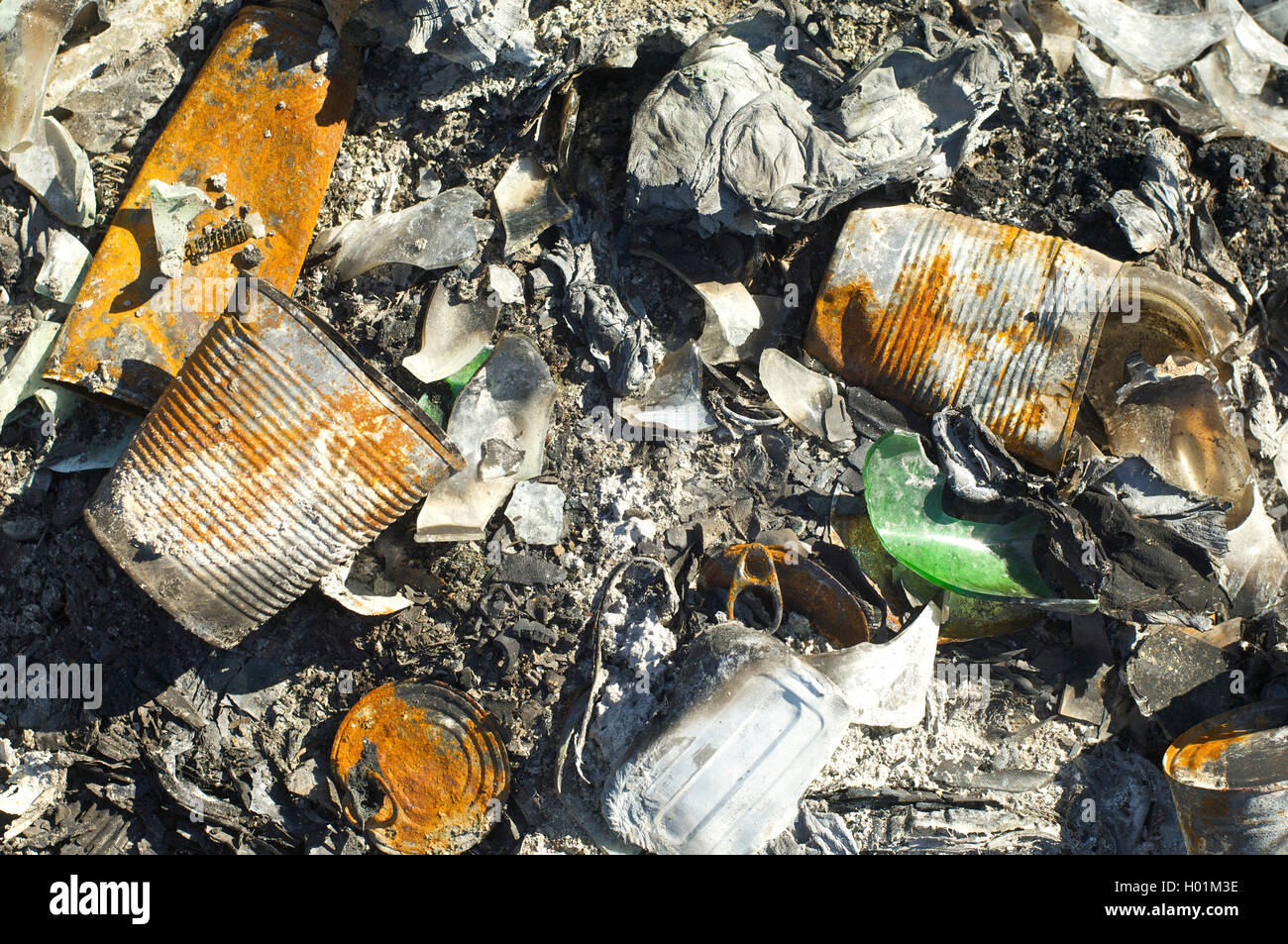 Remains of rubbish fire Stock Photo - Alamy
