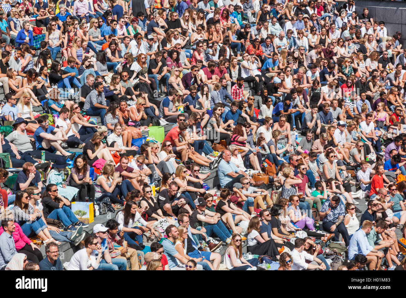 England, London, Southwark, Crowds at The Scoop Open Air Theatre Stock ...