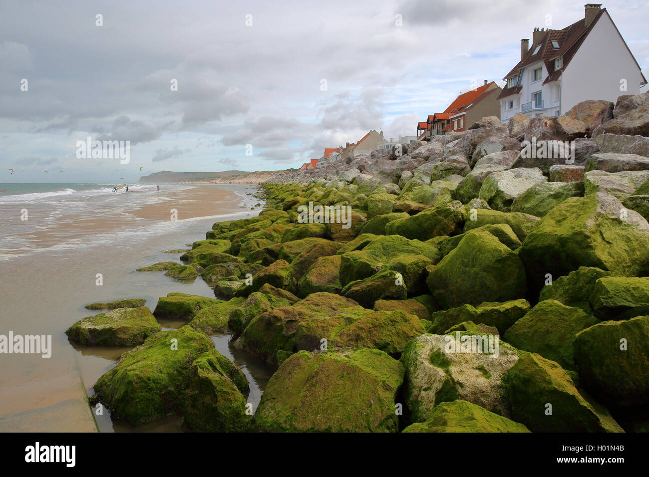 The sea front with colourful rocks in Wissant, Cote d'Opale, Pas-de ...