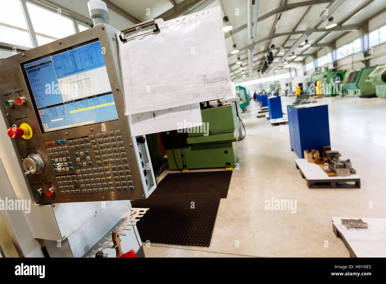 Factory manufacturing metal parts equipped with cnc machines Stock ...