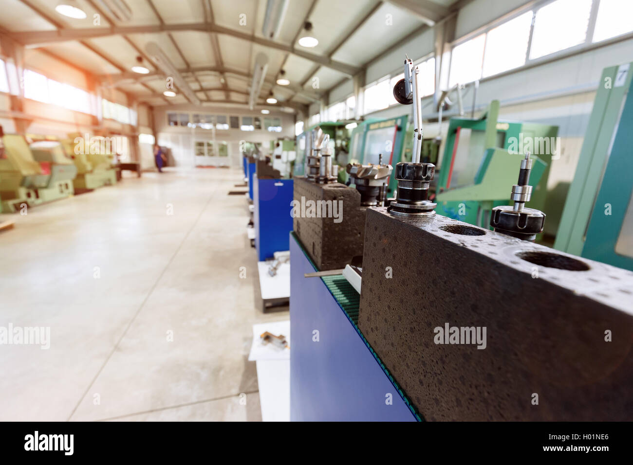 Factory manufacturing metal parts equipped with cnc machines Stock ...