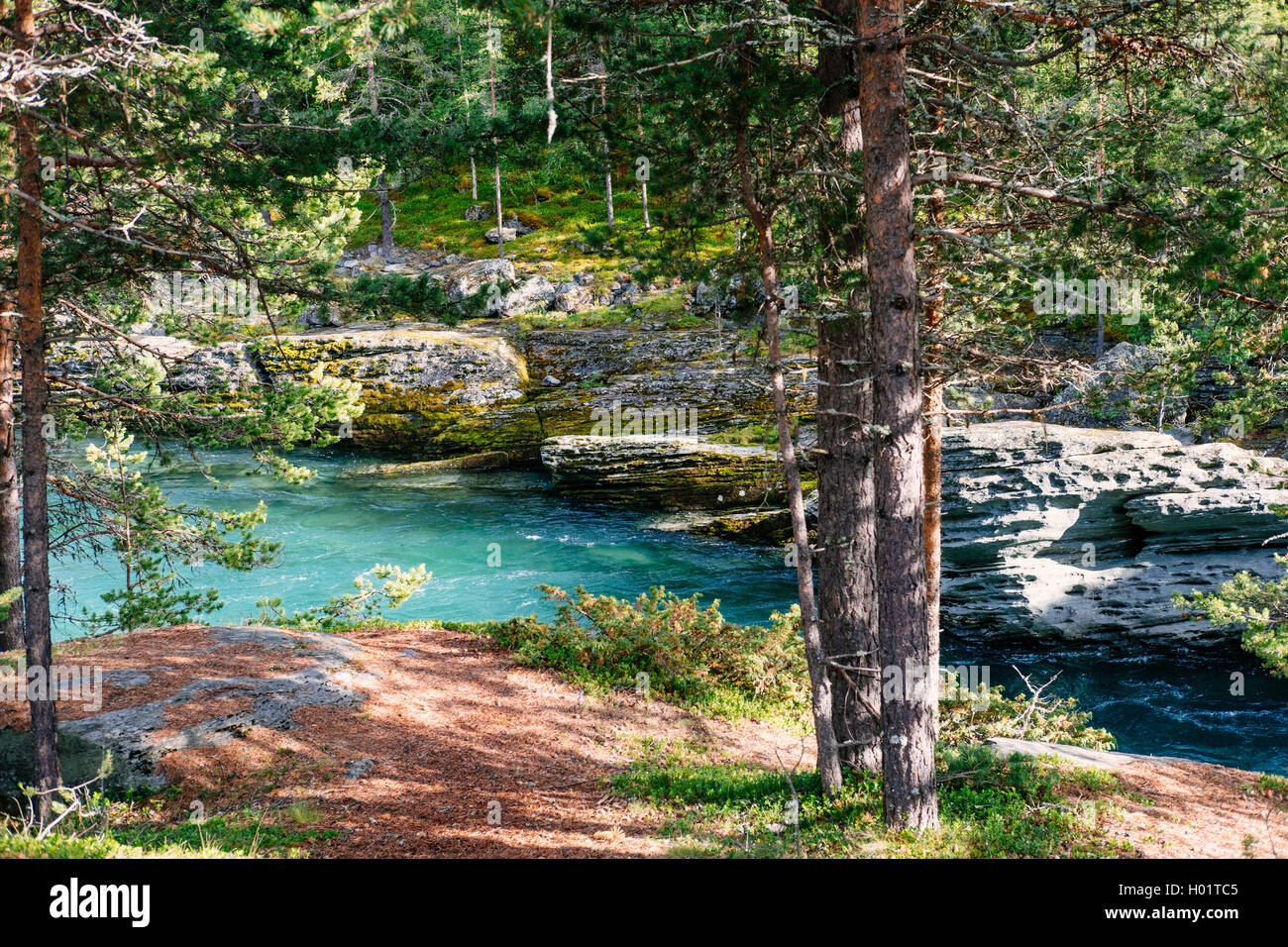 Sjoa river landscape in Jotunheimen National Park, Oppland, Norway ...