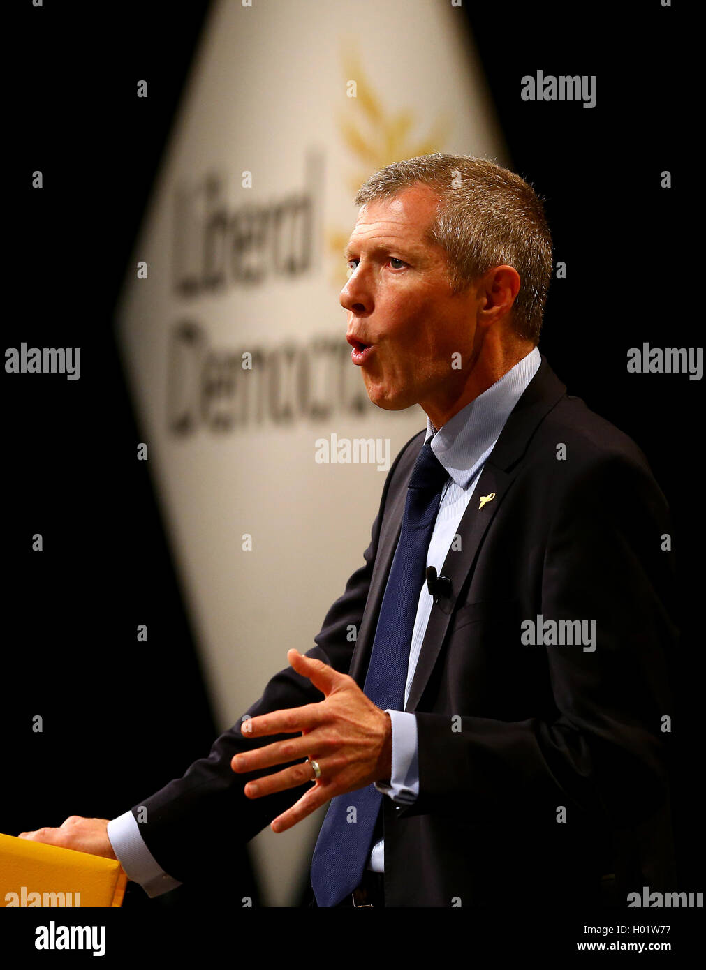 Scottish Liberal Democrat leader Willie Rennie delivers a speech during ...