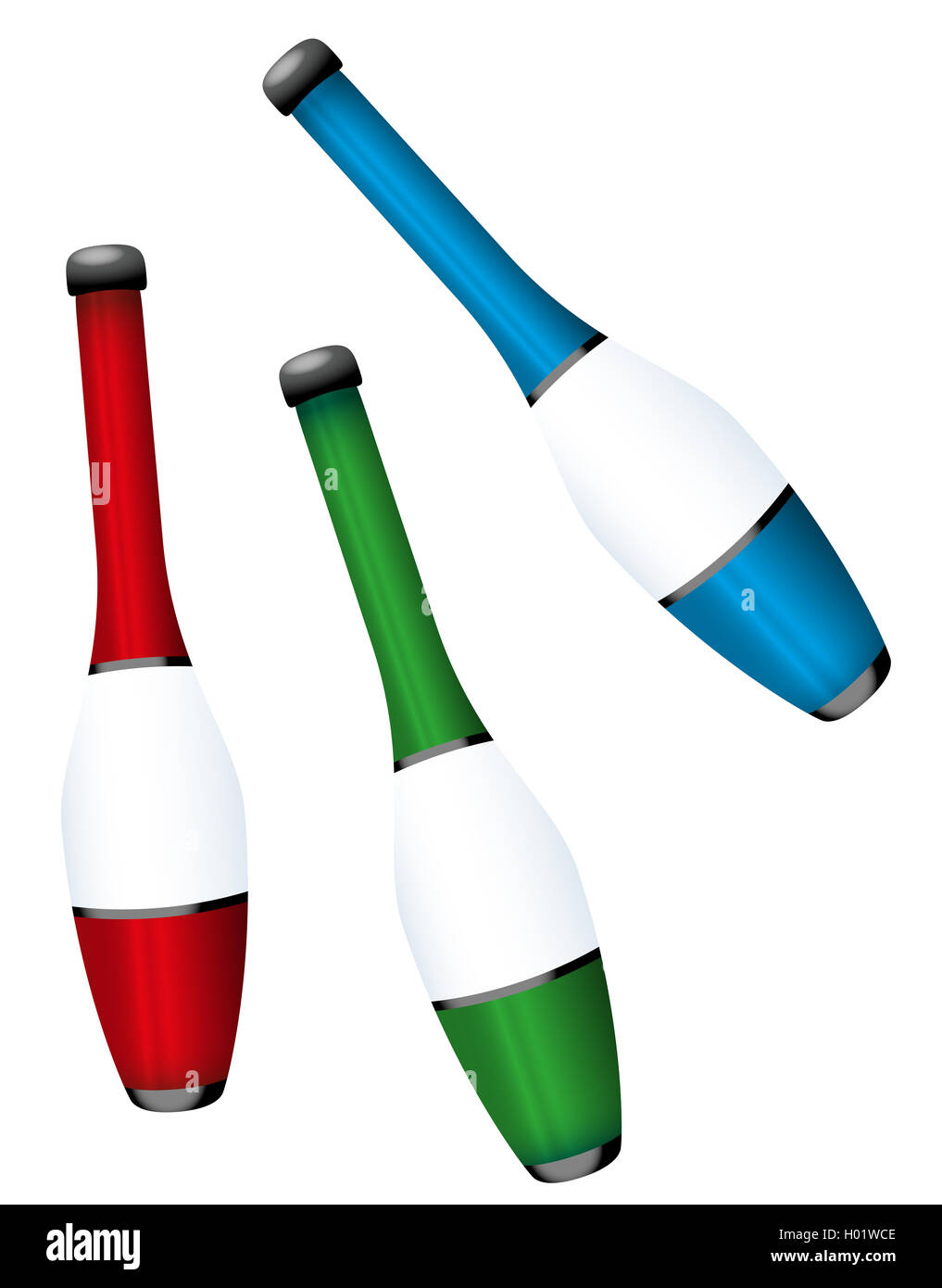 Juggling clubs - three-dimensional colorful set - illustration on white ...