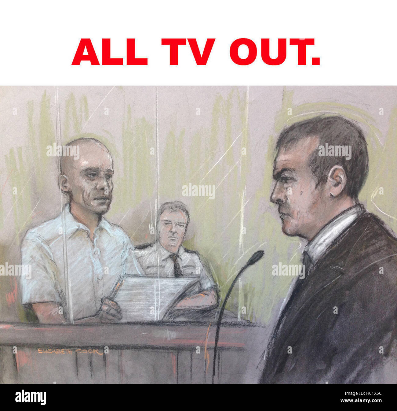 ALL TV OUT. File court artist sketch by Elizabeth Cook dated 08/09/16 ...
