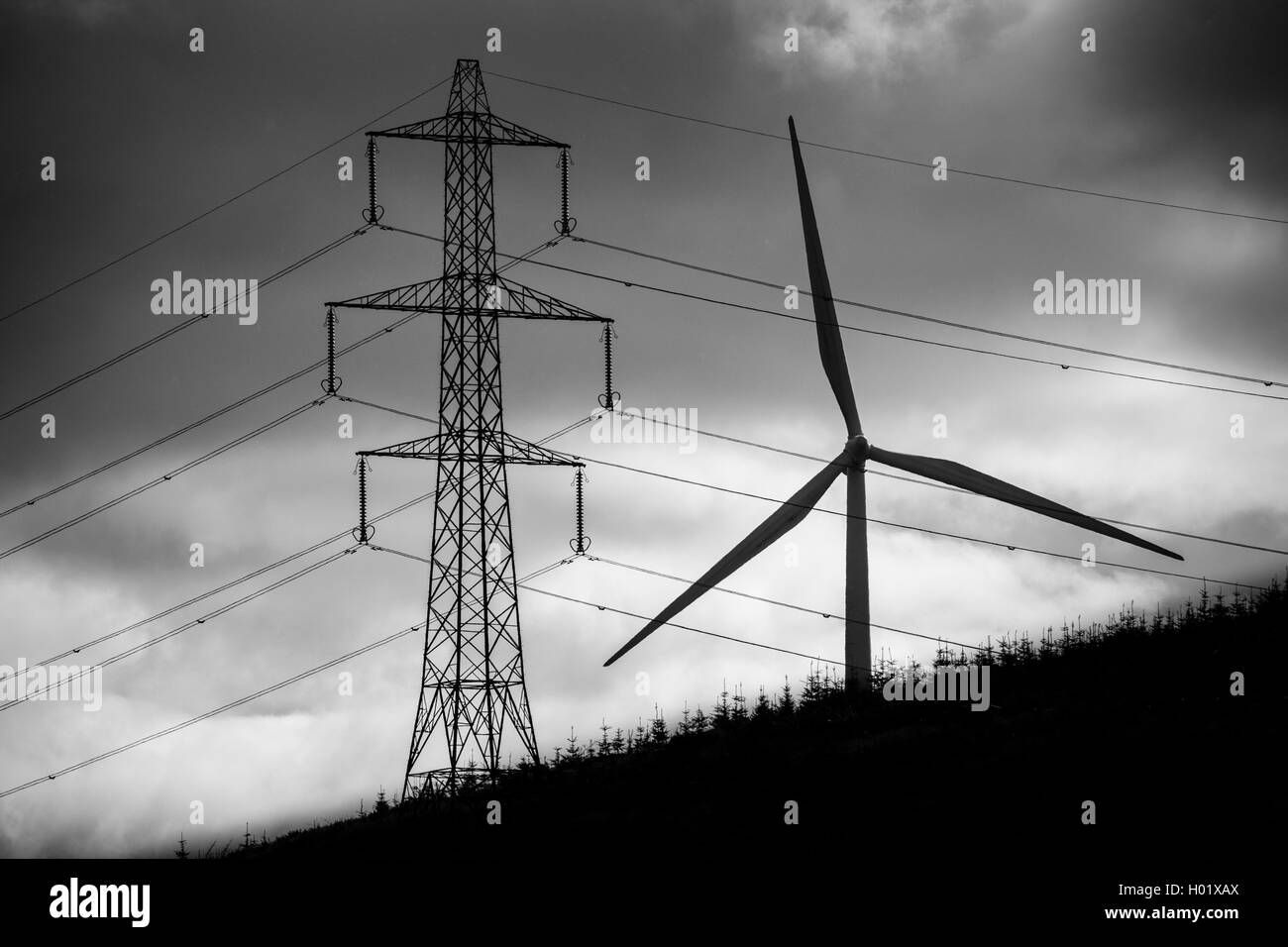 Wind turbines on the Clyde Wind Farm in South Lanarkshire, Scotland ...