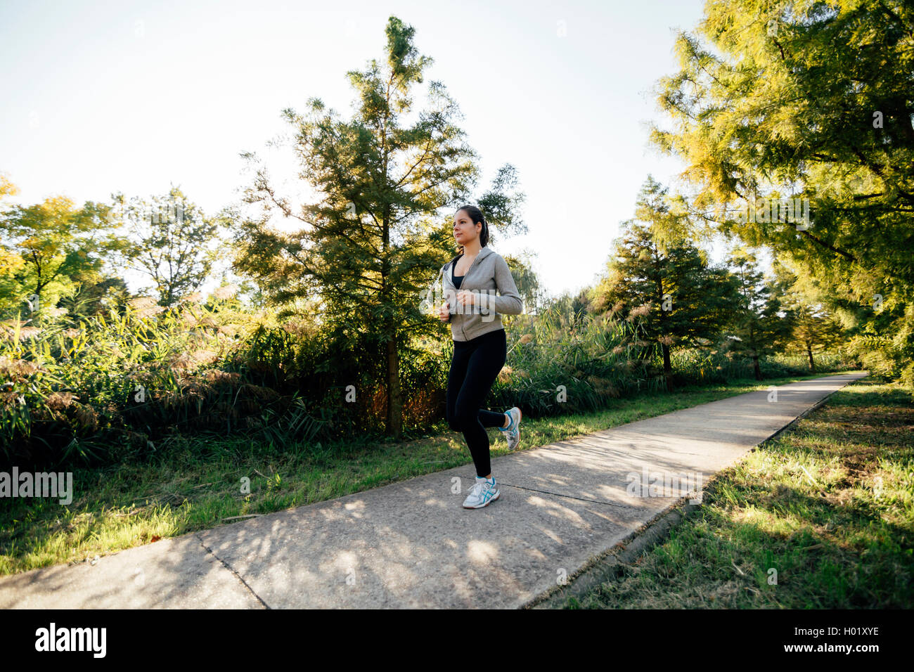 Fit beautiful woman jogging in park and staying healthy Stock Photo - Alamy