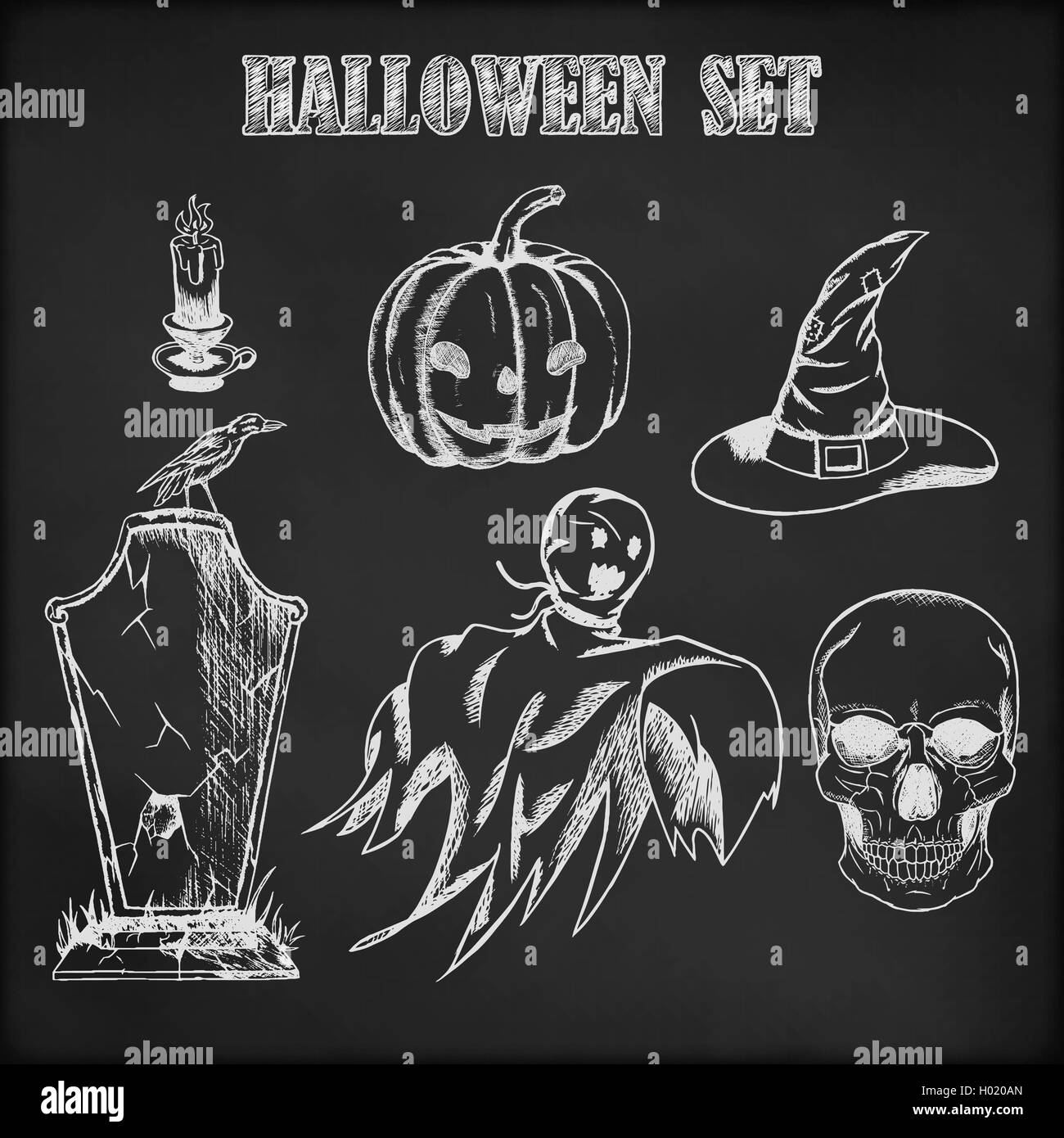 Halloween hand drawn set Stock Vector Image & Art - Alamy