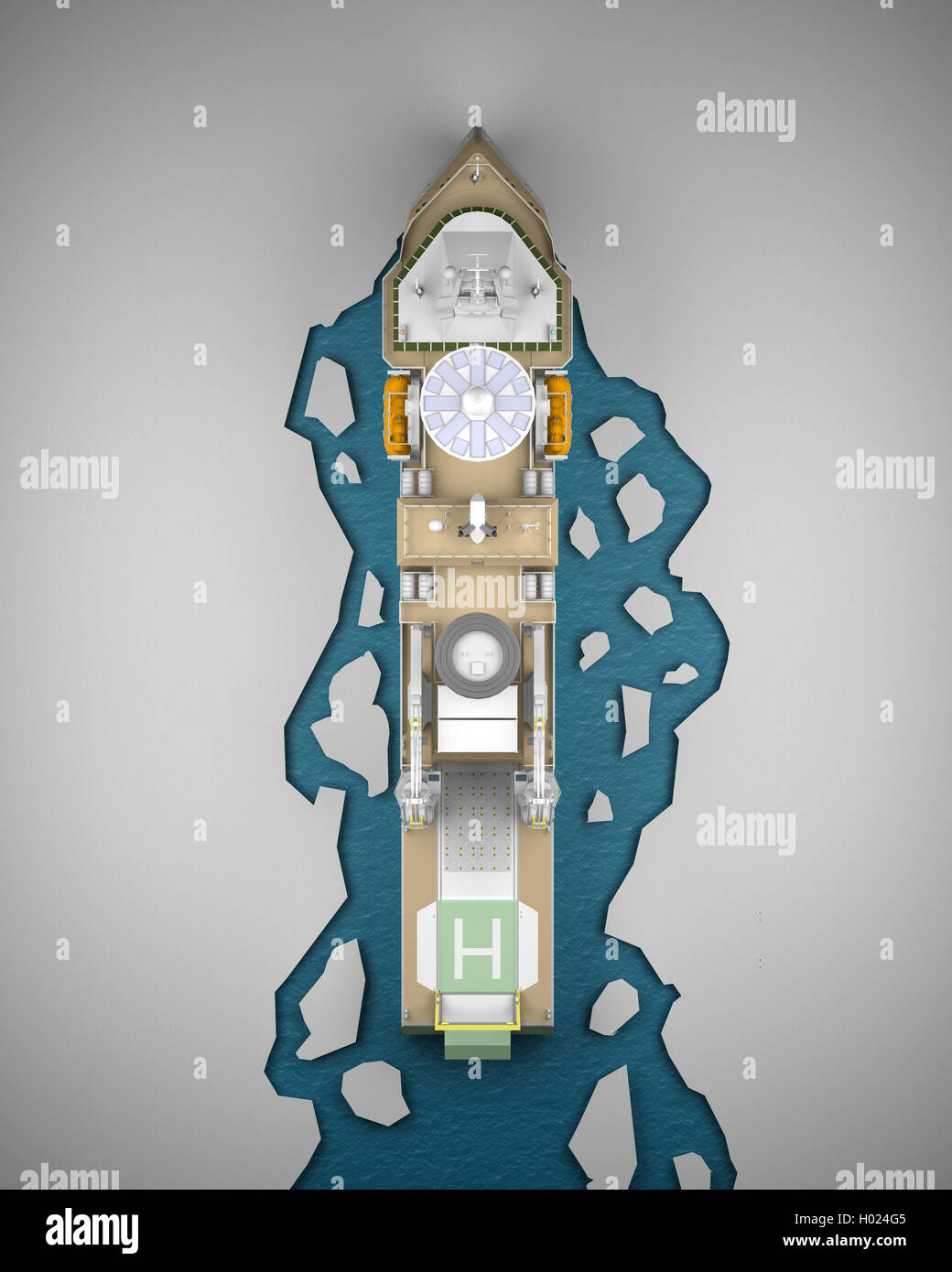 Icebreaker top view. 3d rendering Stock Photo - Alamy