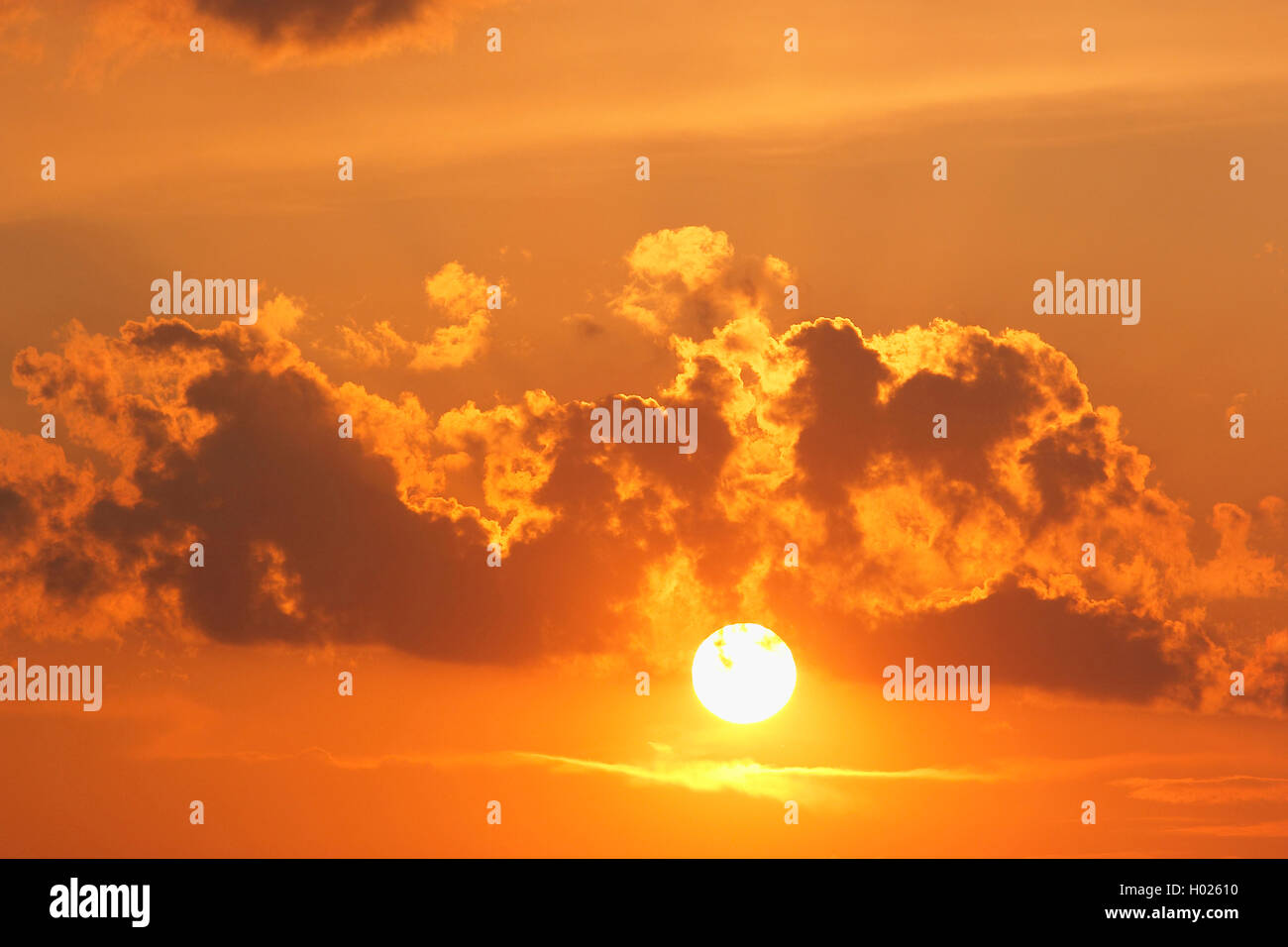 red evening sky with clouds in summertime, Germany Stock Photo - Alamy