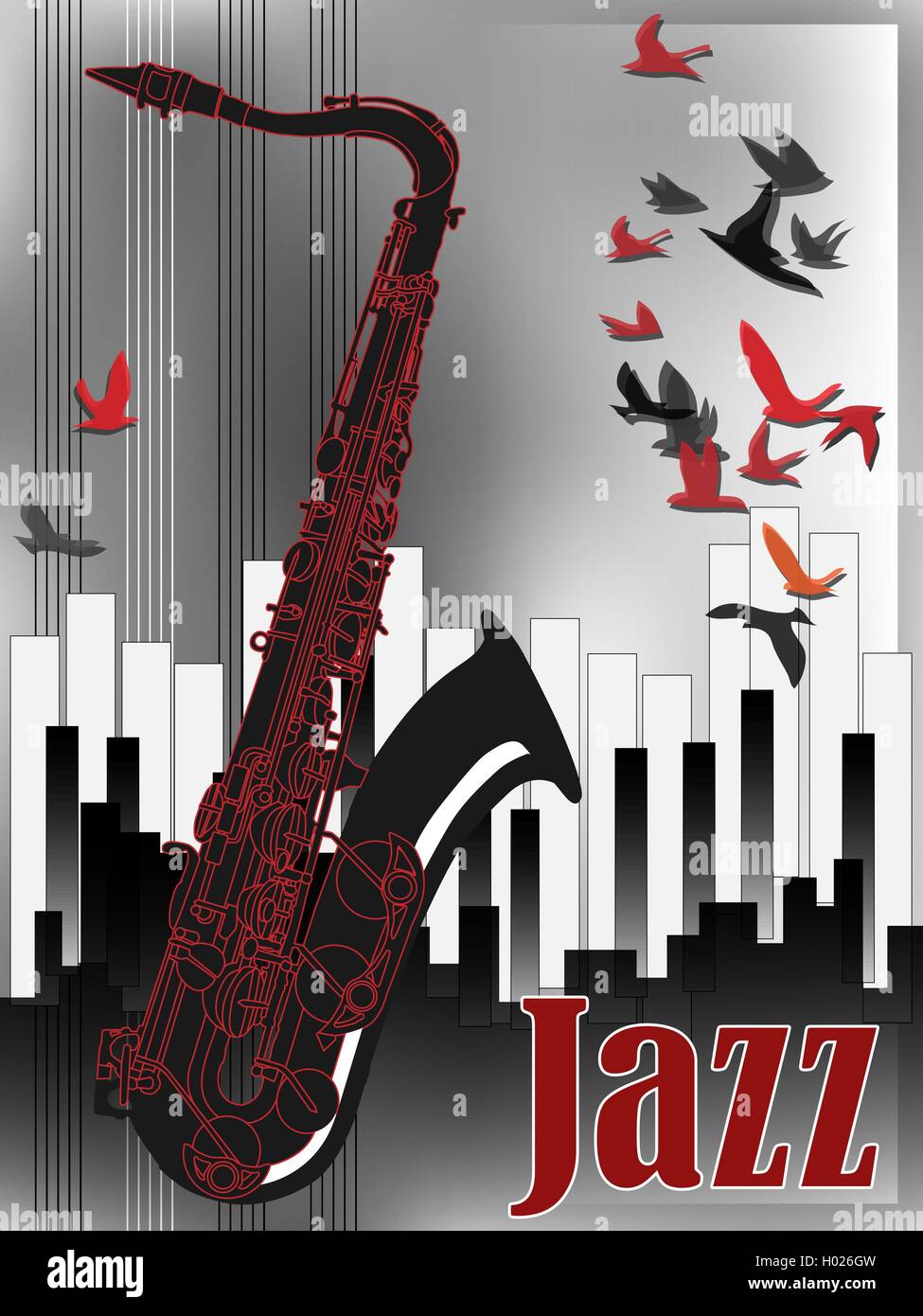 Jazz music festival, poster background template Stock Vector Image ...