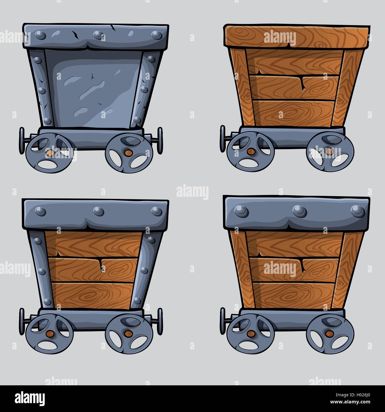 Cartoon game ui wooden buttons Stock Vector Images - Alamy