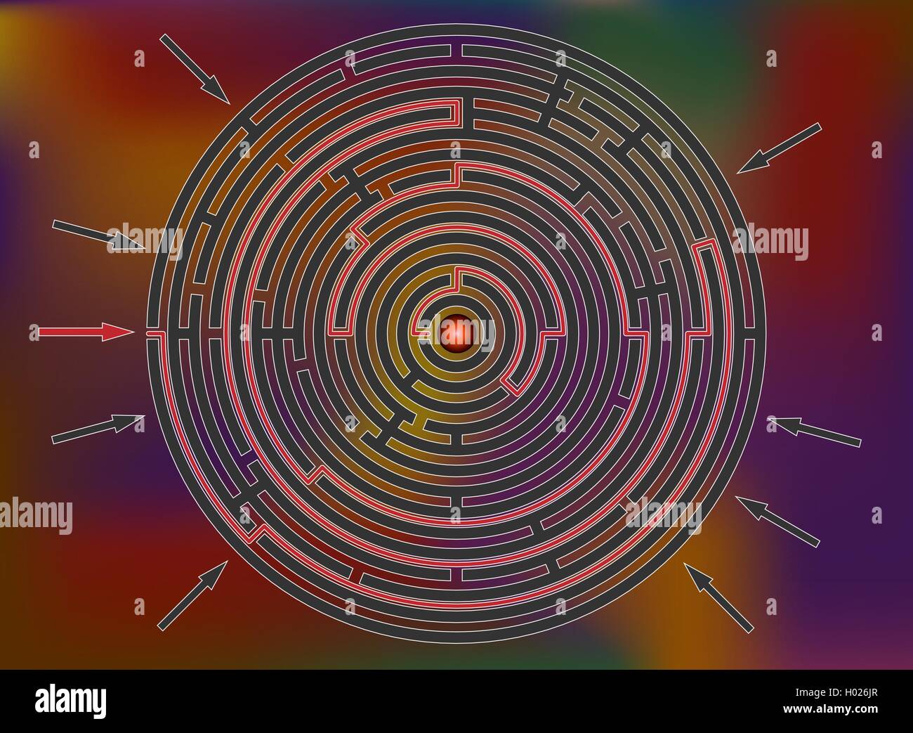 Reaching the goal in labyrinth, colorful rainbow Stock Vector Image ...