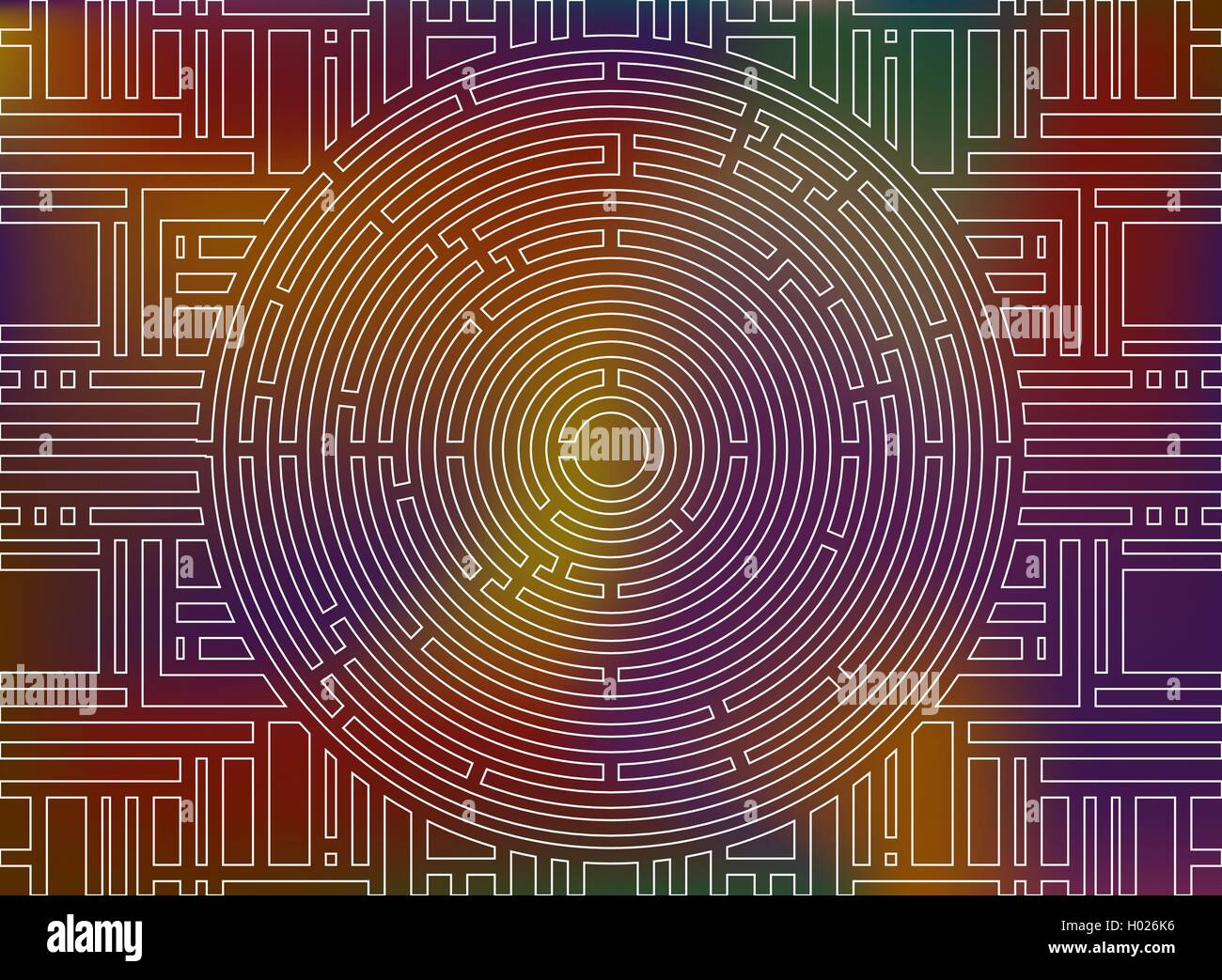 Circular labyrinth background, colorful rainbow Stock Vector Image ...