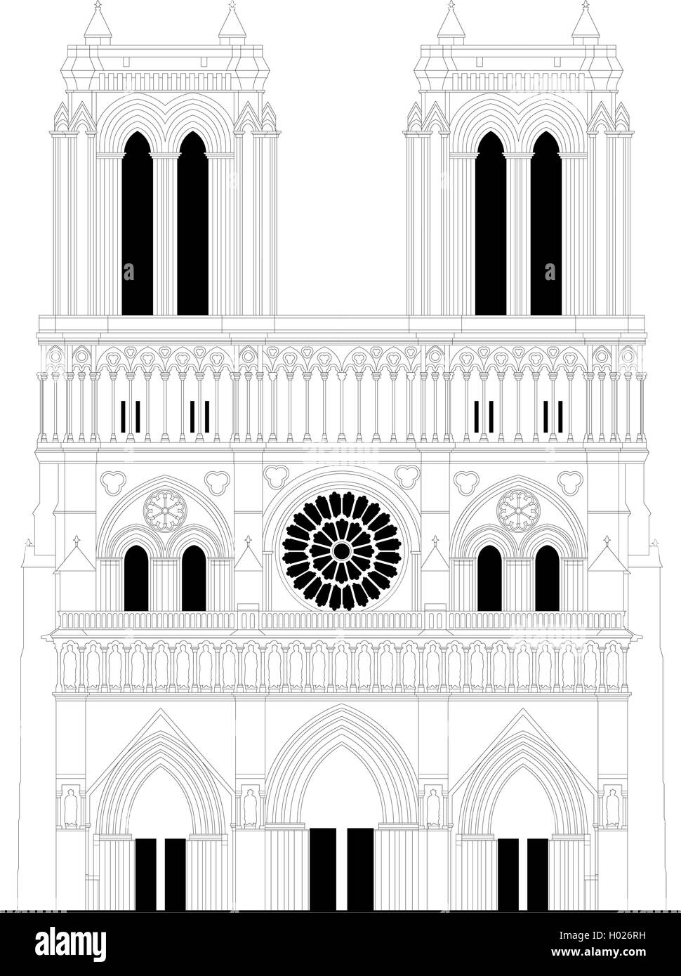 Drawing notre dame de Black and White Stock Photos & Images - Alamy