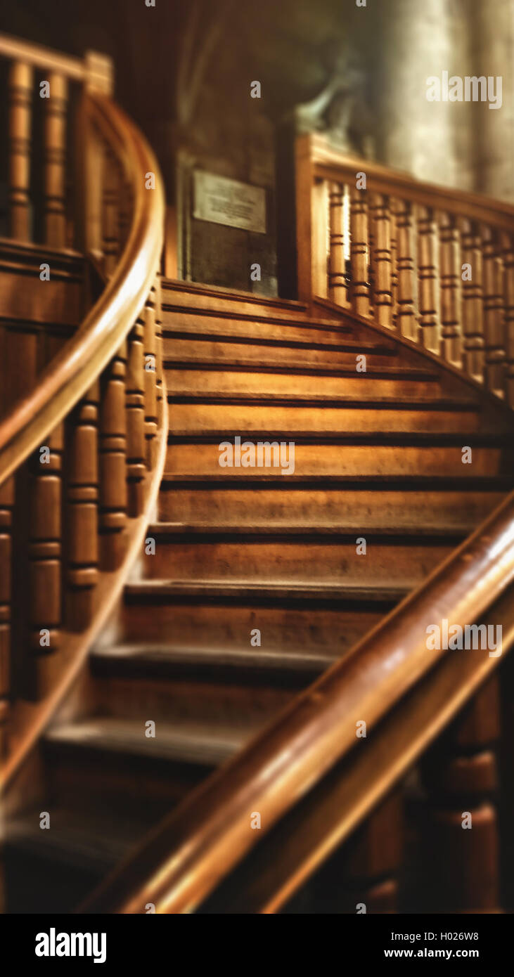 Beautiful old wooden staircase hi-res stock photography and images - Alamy