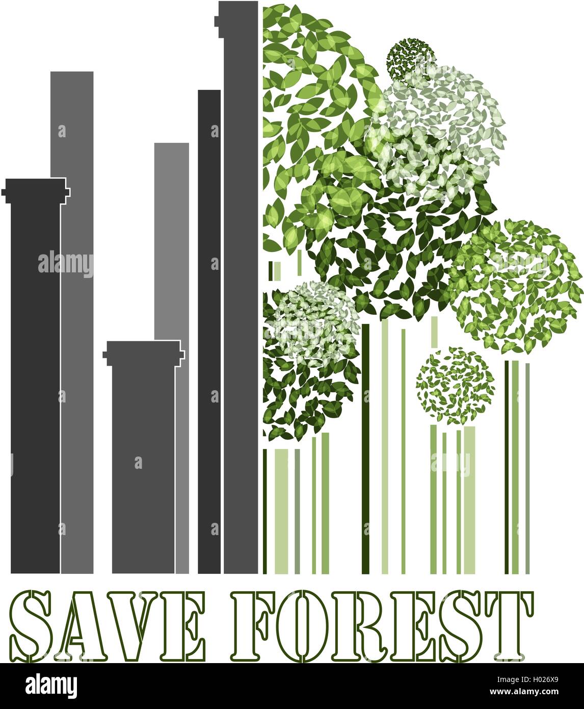 Save forest, green trees near factory pipes Stock Vector Image & Art ...