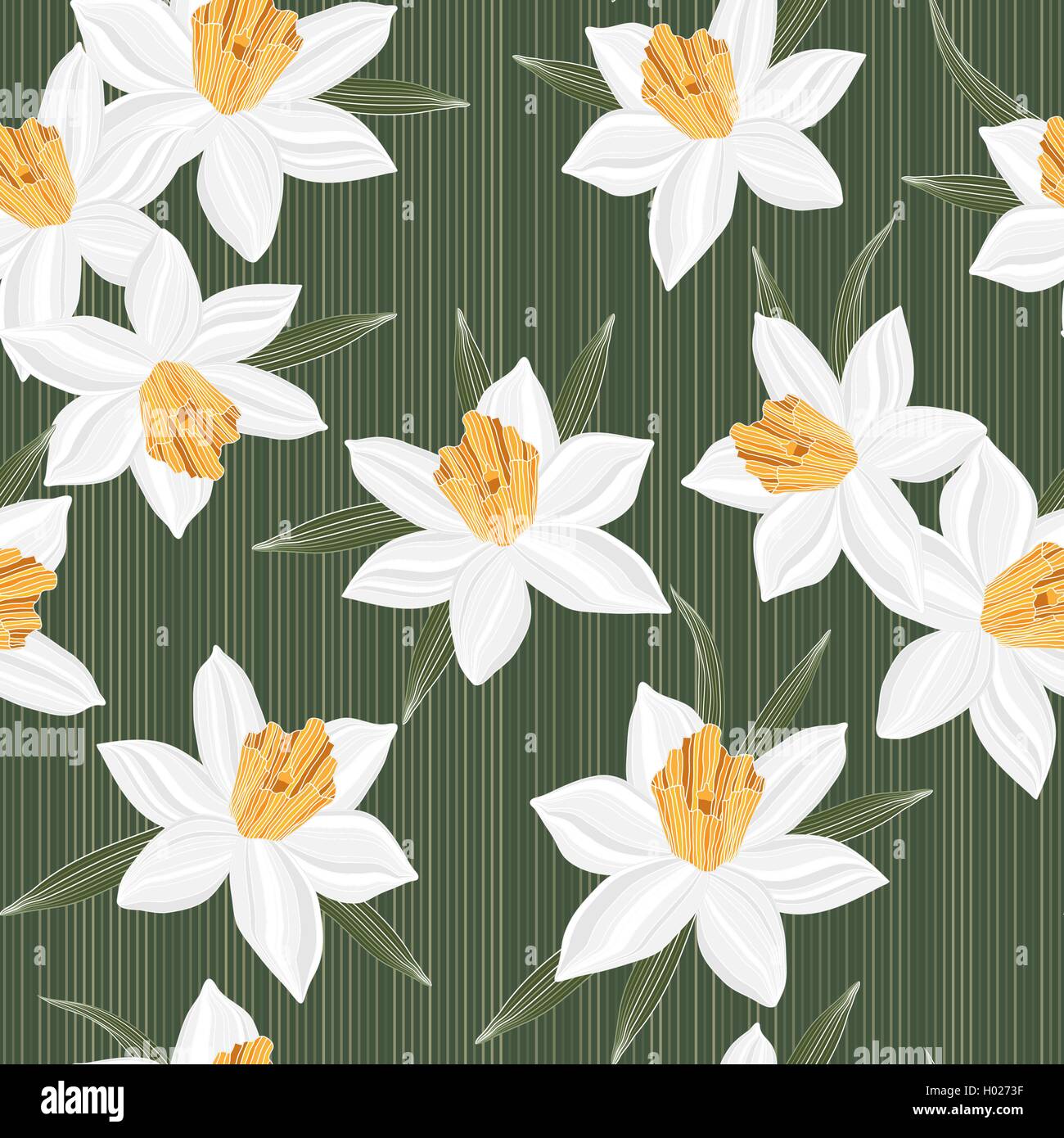Seamless vector jonquil flower pattern background Stock Vector Image ...