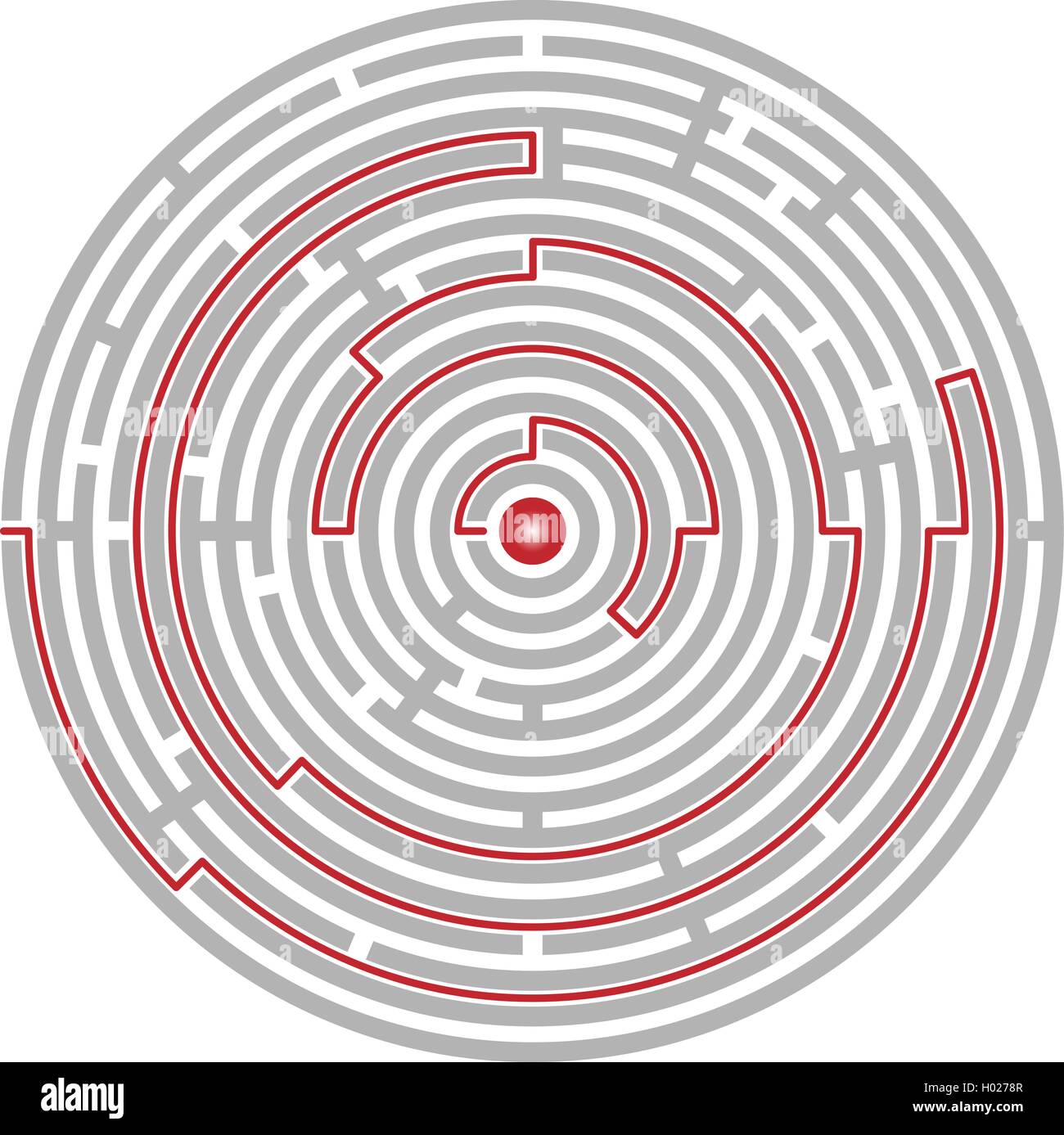 Circular labyrinth abstract, logic puzzle, path to the goal Stock ...
