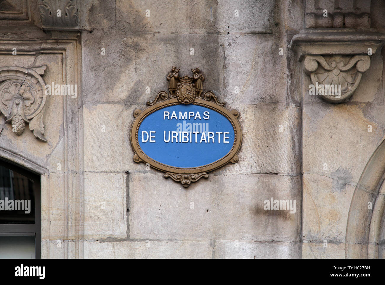 Street sign Rampas de Uribitarte Bilbao Basque Country Spain Europe ...