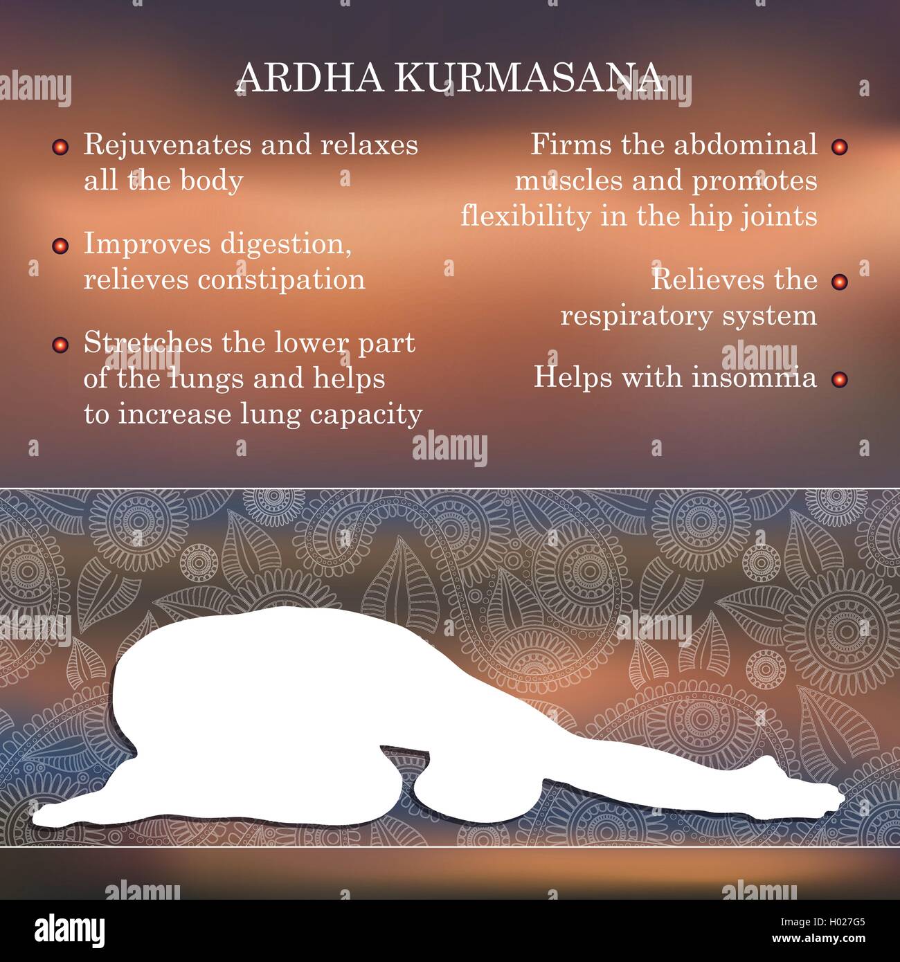 Yoga pose infographics benefits practice hi-res stock photography and ...