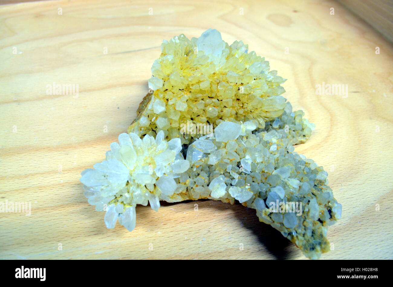 Large calcite Mineral yellow and white crystals Stock Photo - Alamy
