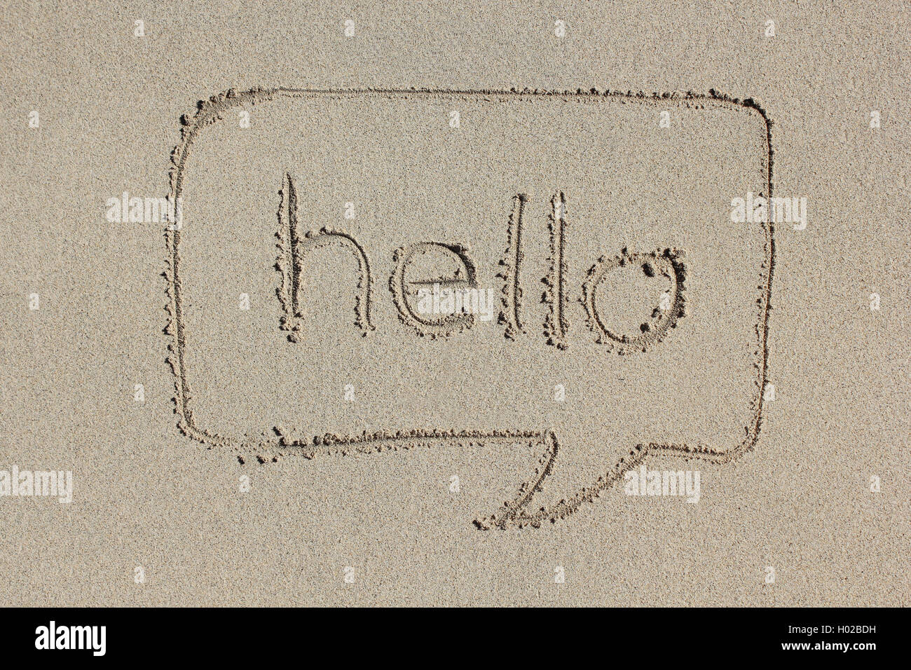Word hello written in sand hi-res stock photography and images - Alamy
