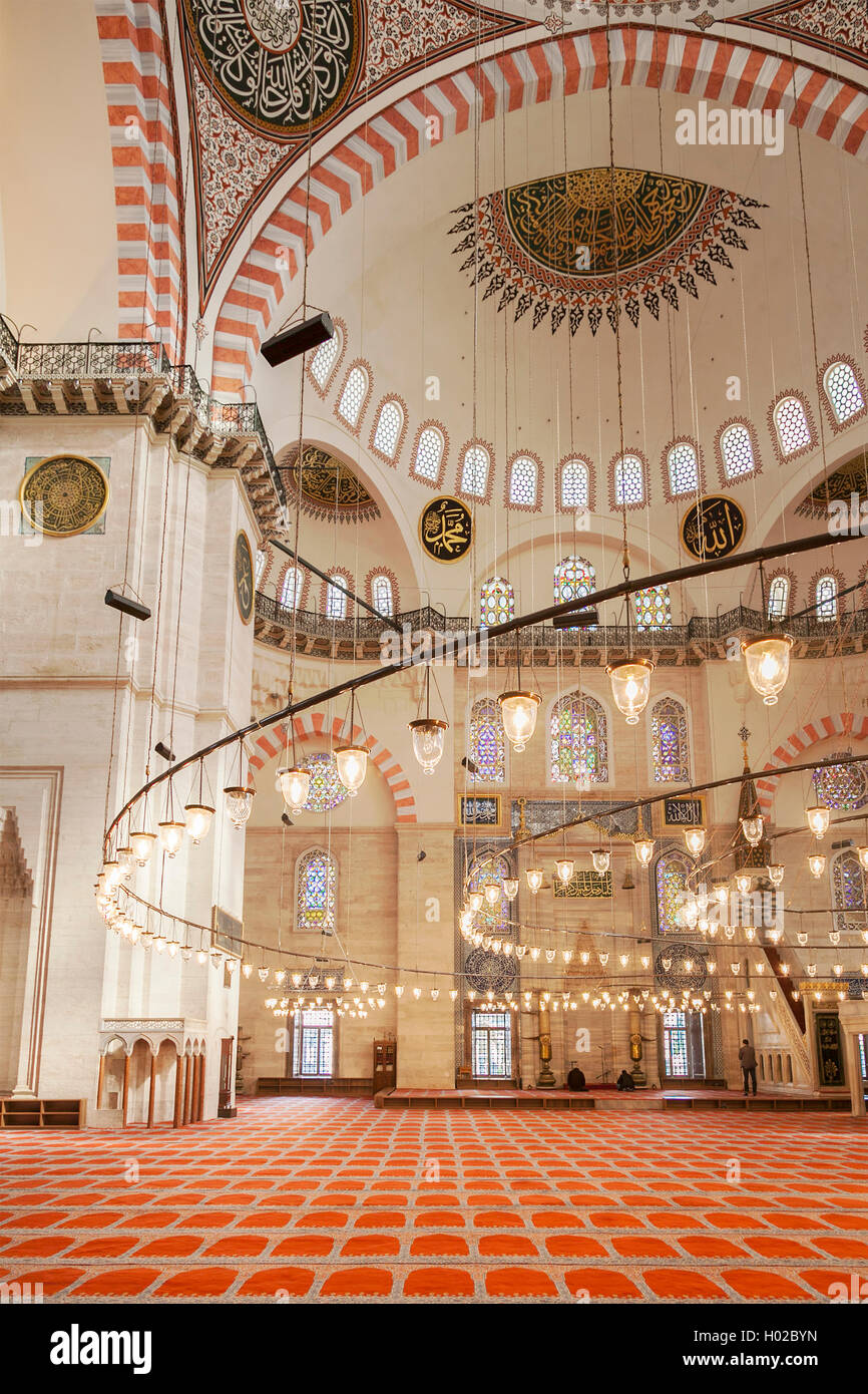 Interior image of Suleymaniye Mosque (Ottoman imperial mosque) in ...