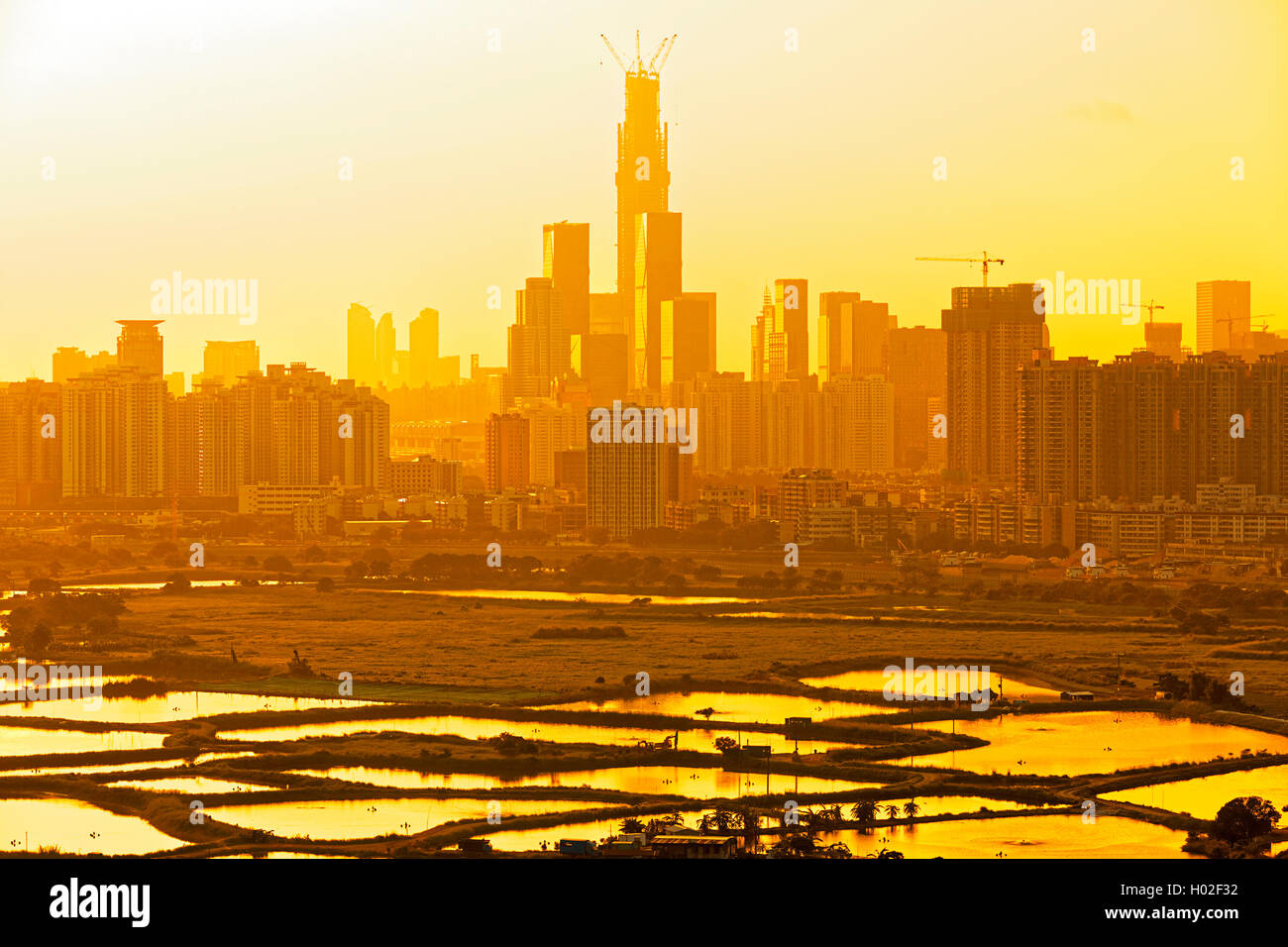 chinese city at sunset , Shen zhen Stock Photo - Alamy