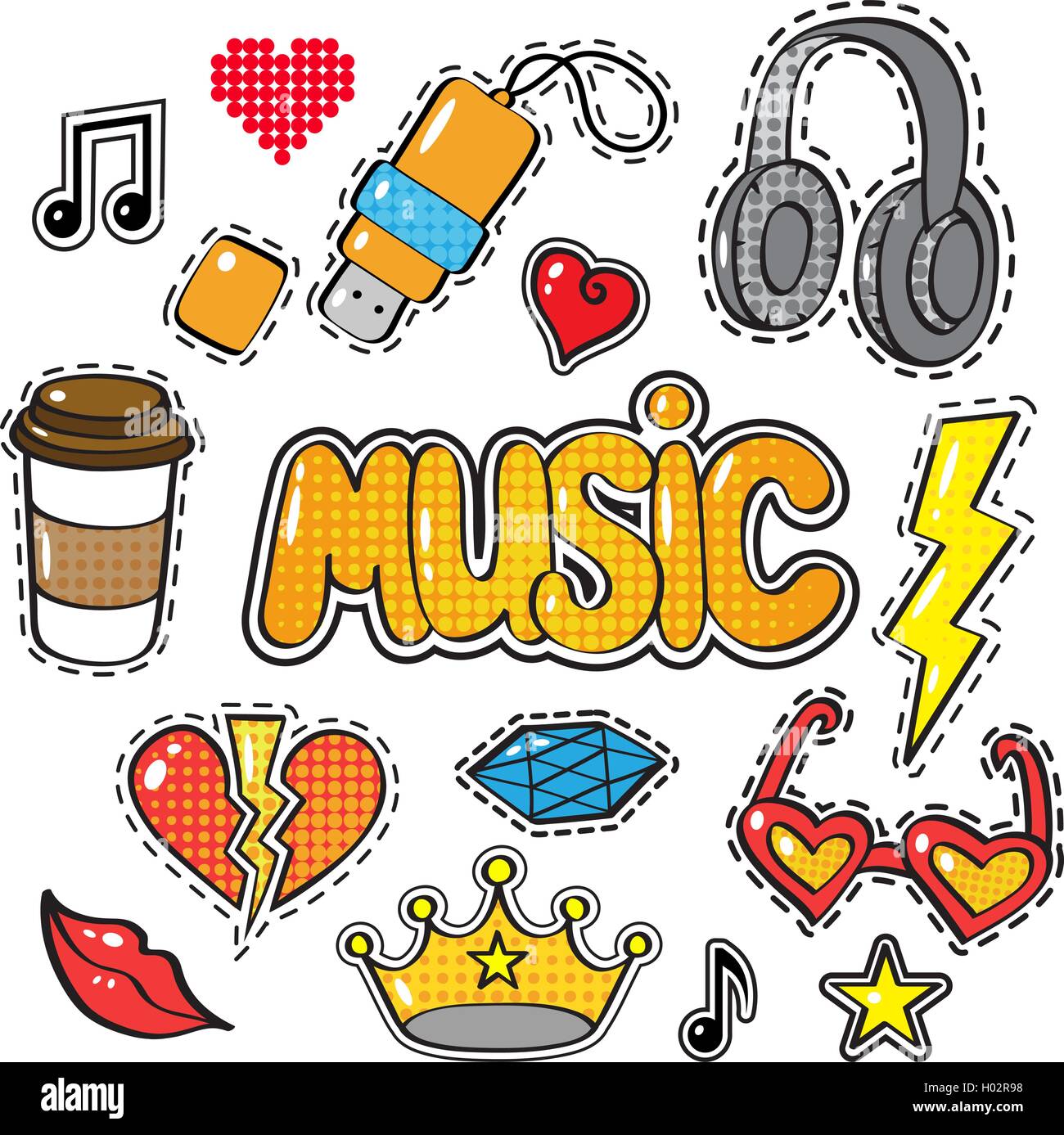 Set of fashion patch badges, stickers in comic style Stock Vector Image ...