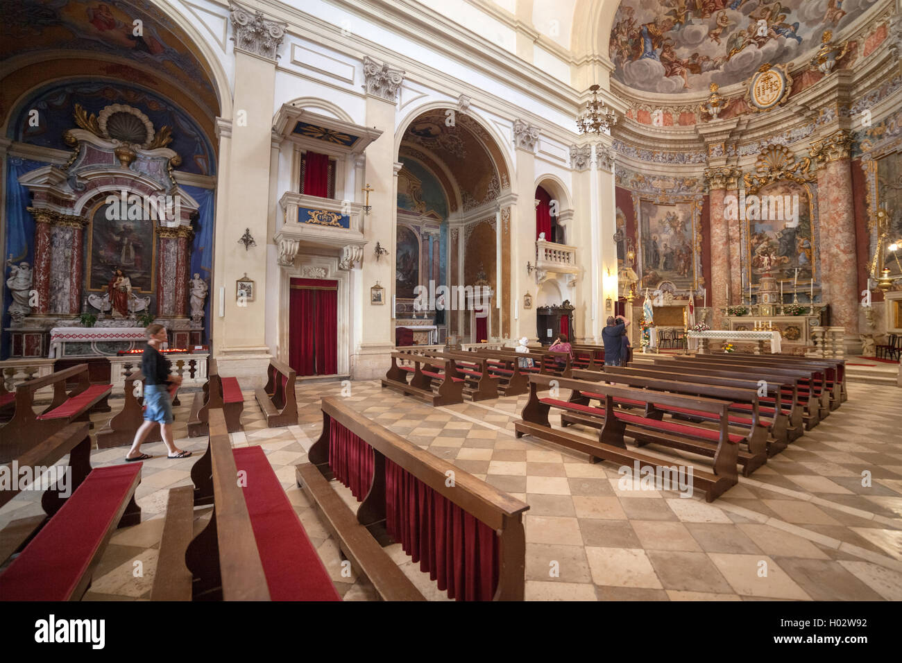 DUBROVNIK, CROATIA - MAY 28, 2014: Inside of Jesuit church of St ...