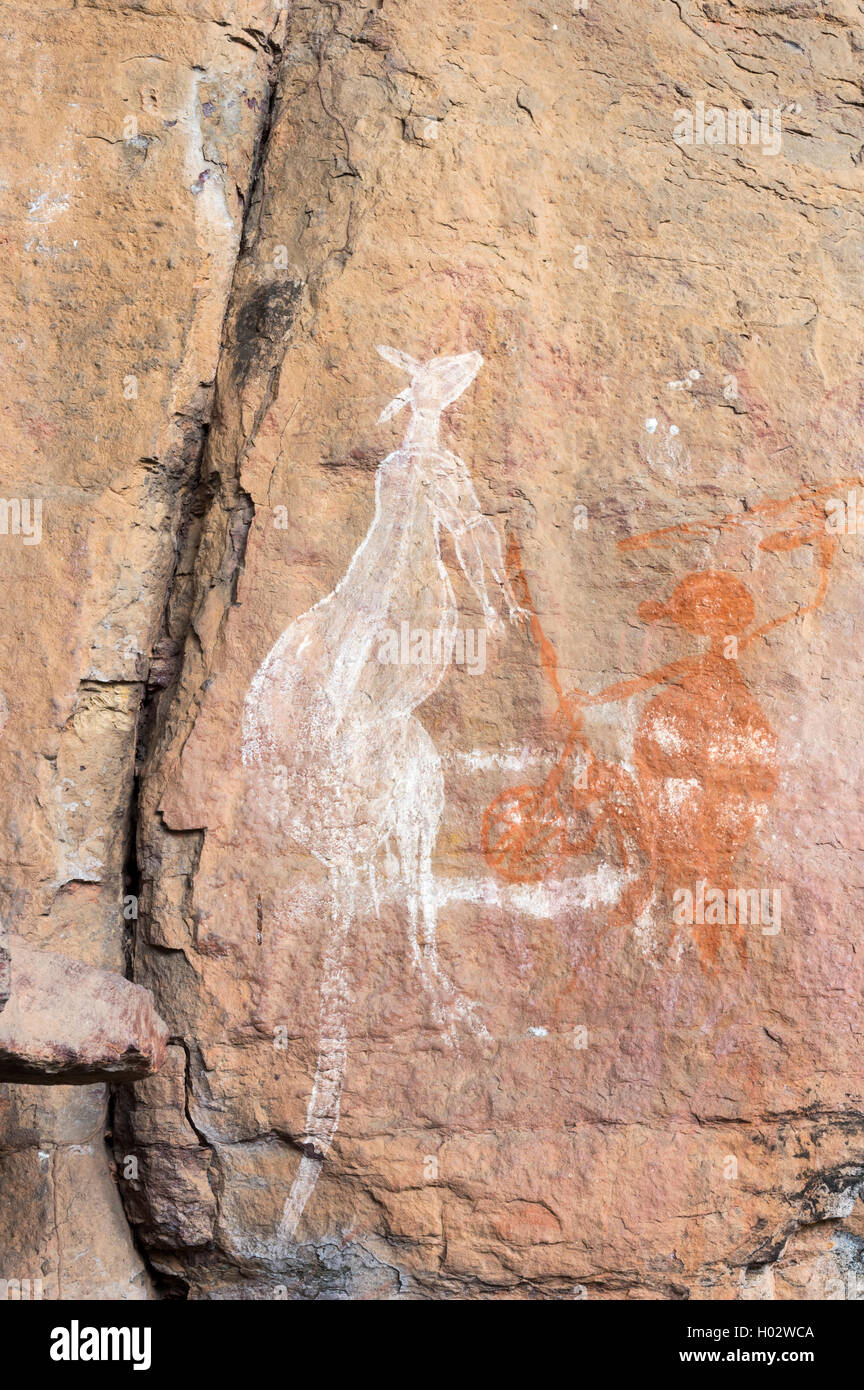 Aboriginal rock art at the Nourlangie Rock, Kakadu National Park, Northern Territory, Australia ...