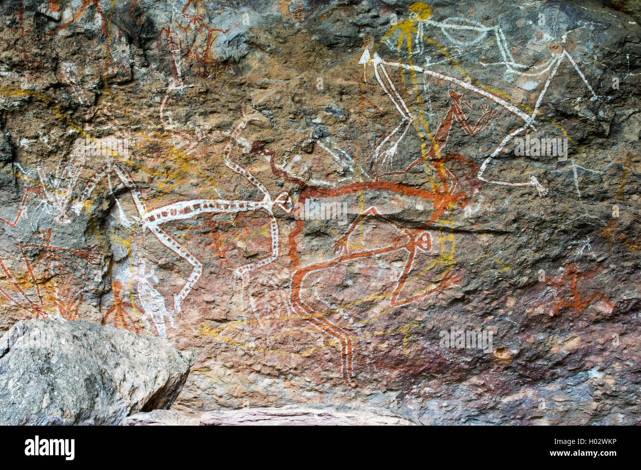 Aboriginal rock art at the Nourlangie Rock, Kakadu National Park, Northern Territory, Australia ...