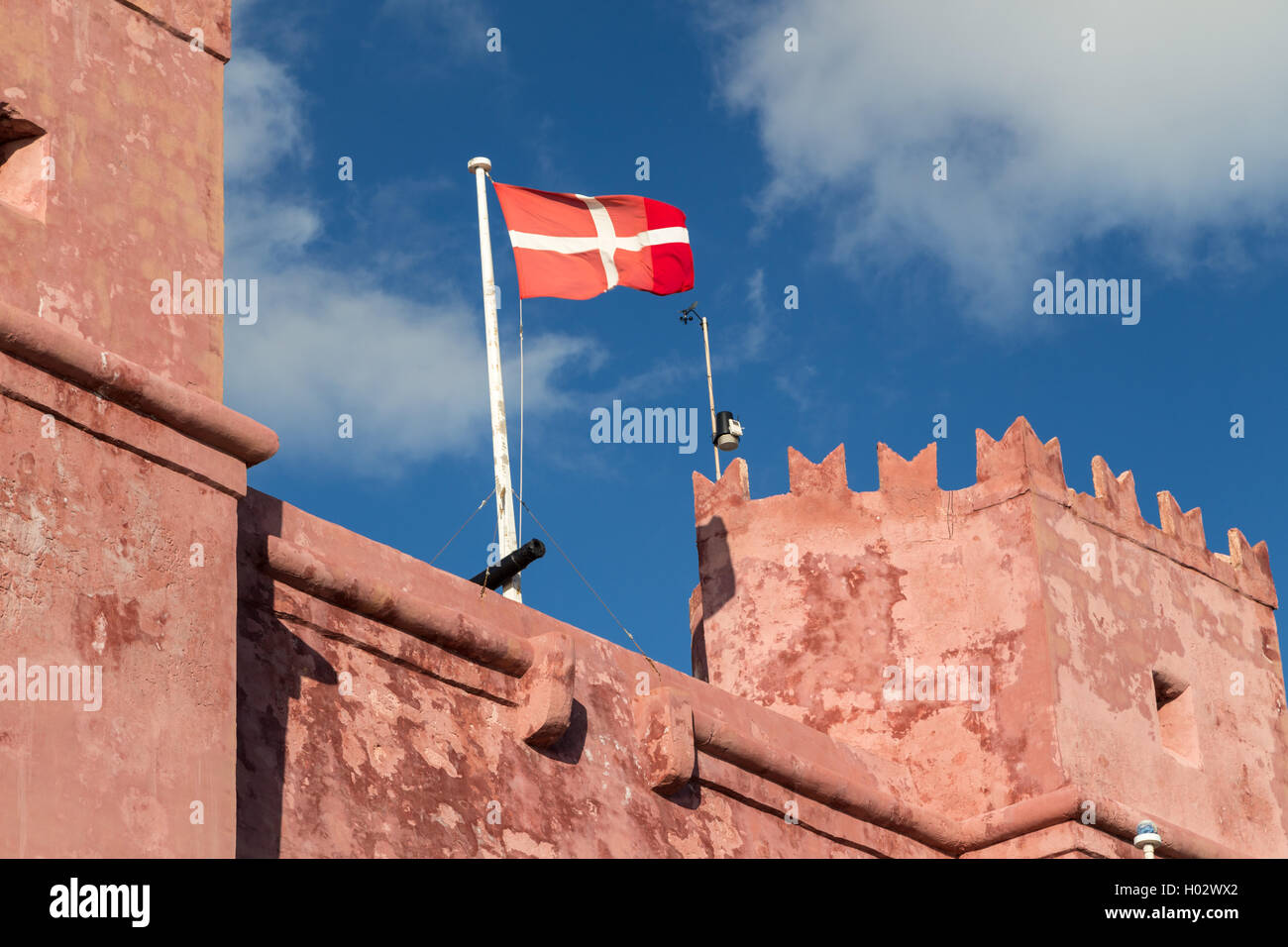 Flag flying above Saint Agatha's Tower also known as The Red tower. It ...