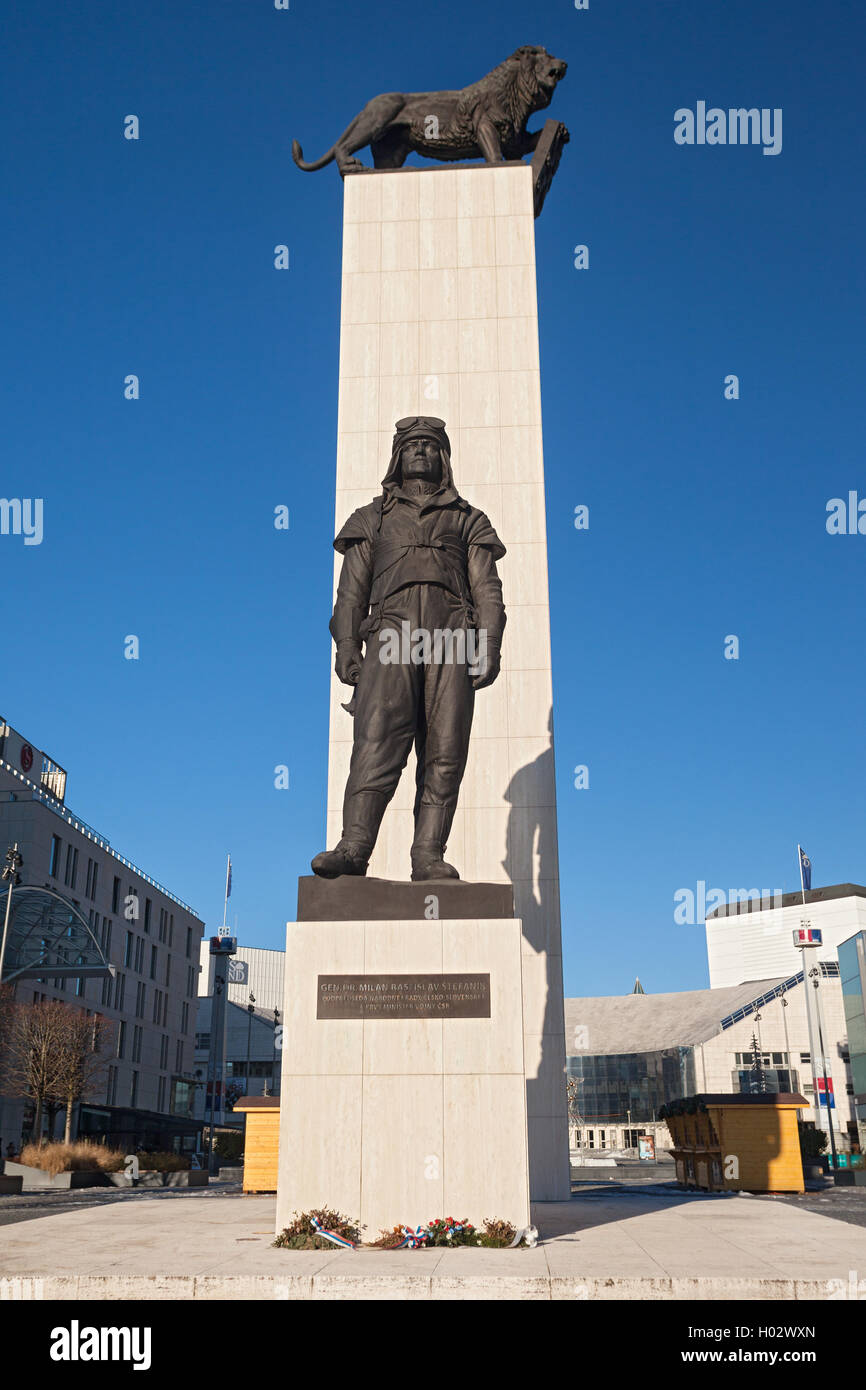 BRATISLAVA, SLOVAKIA - JANUARY 6, 2015: Monument to general Milan ...